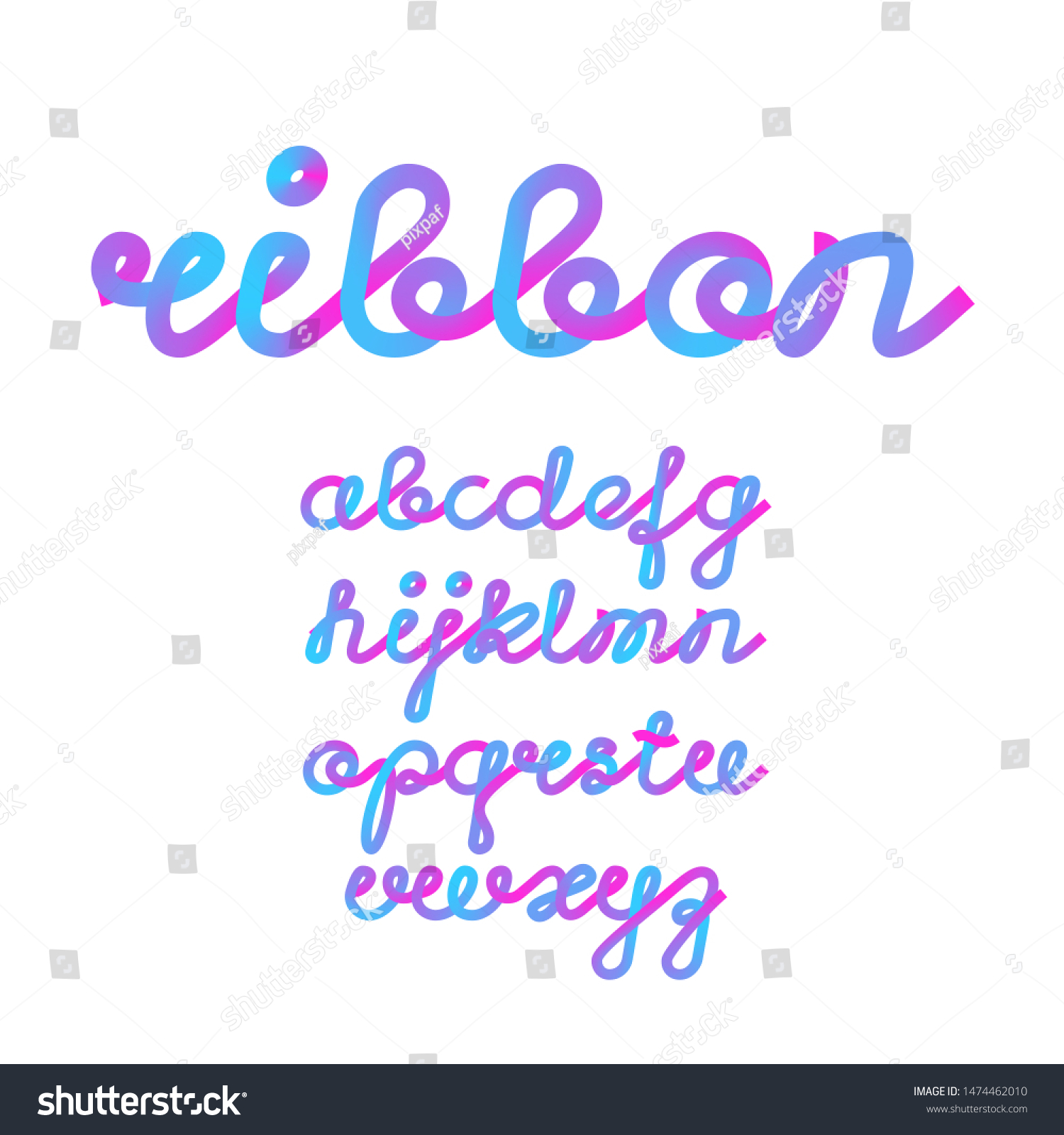 Gradient Ribbon Handwritten Font Vector Illustration Stock Vector ...