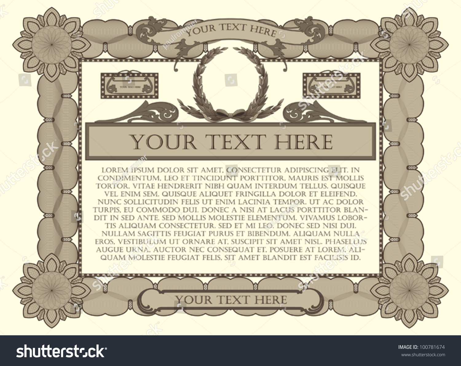 Graduate Certificate Editable Vector File Stock Vector (Royalty Free ...