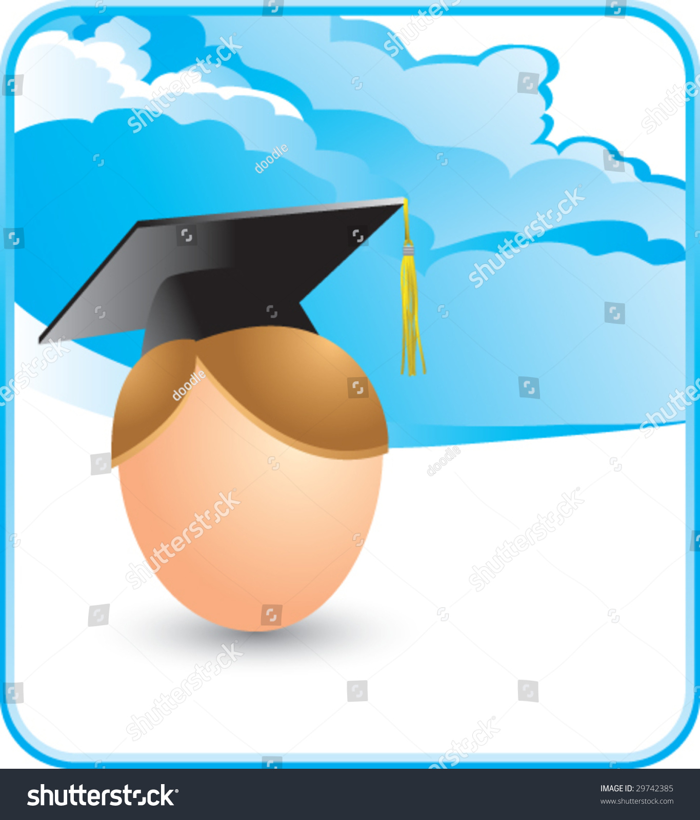 Graduate Head On Cloud Background Stock Vector (Royalty Free) 29742385 ...