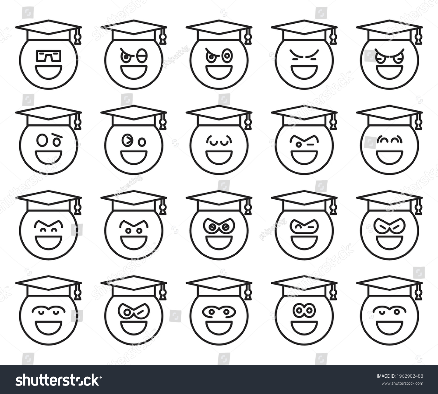 Graduated Student Emoticons Set Vector Stock Vector (Royalty Free ...