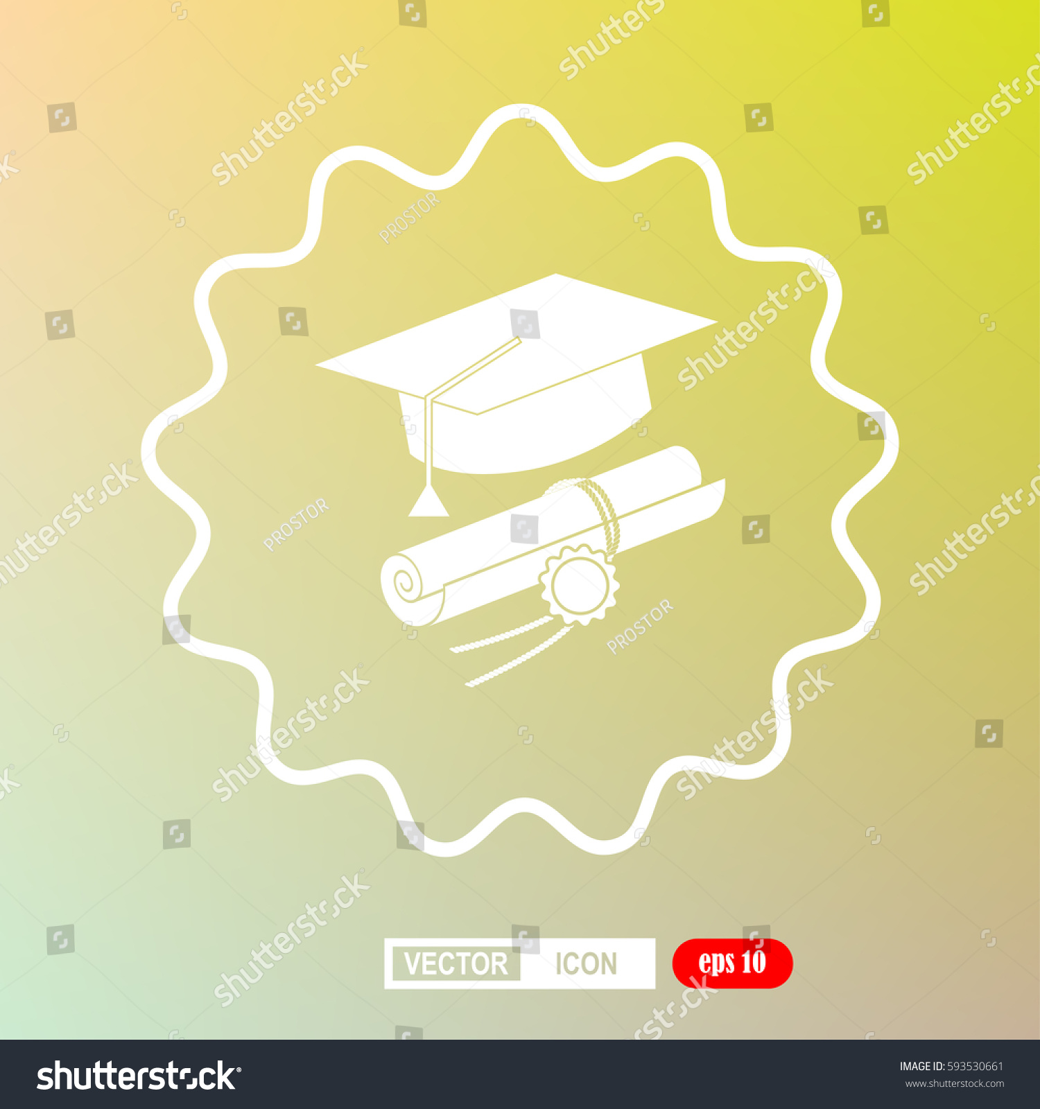 Graduation Cap Certificate Icon Vector Stock Vector (Royalty Free ...