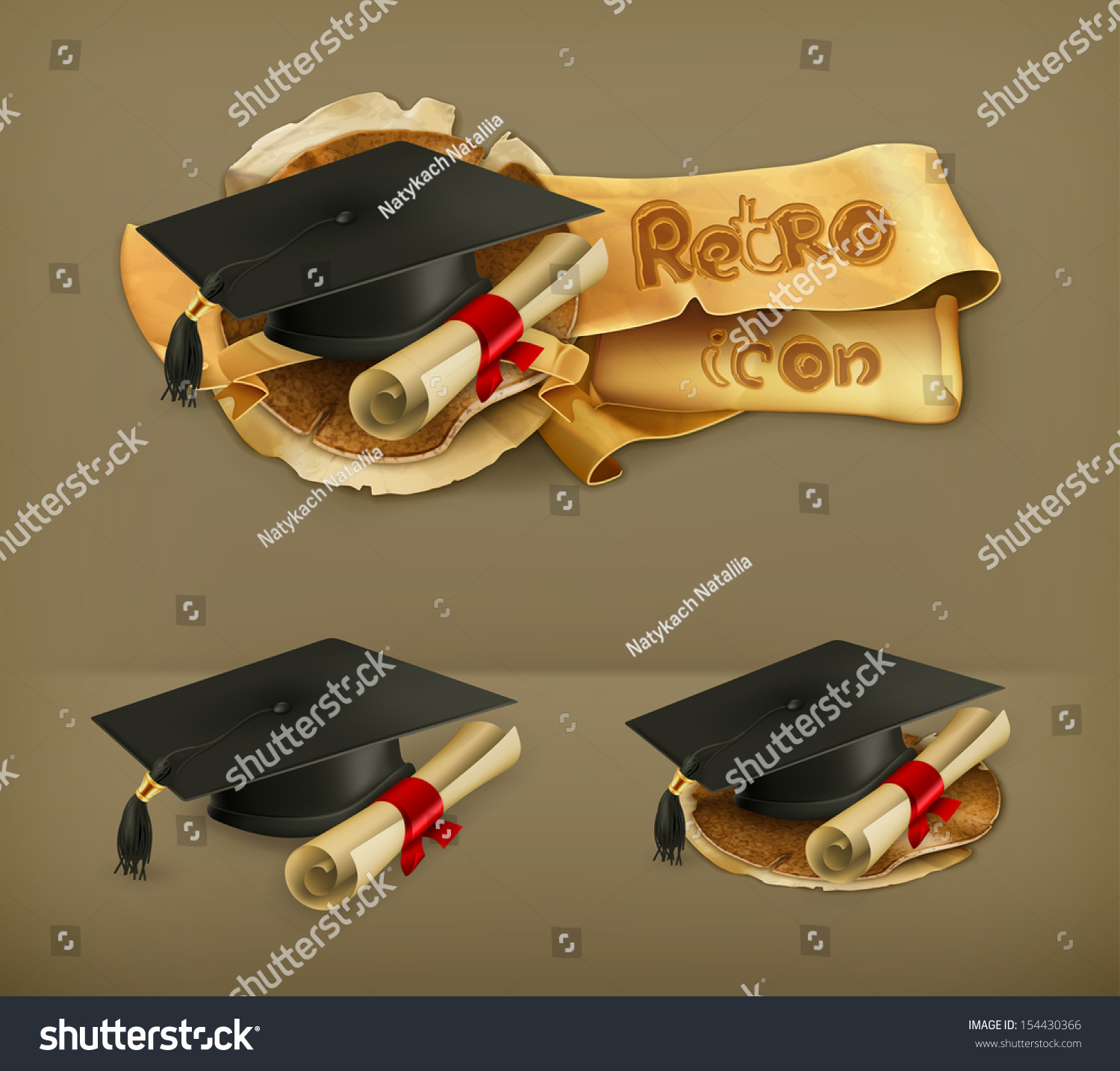Graduation Cap Diploma Vector Icon Stock Vector (Royalty Free) 154430366