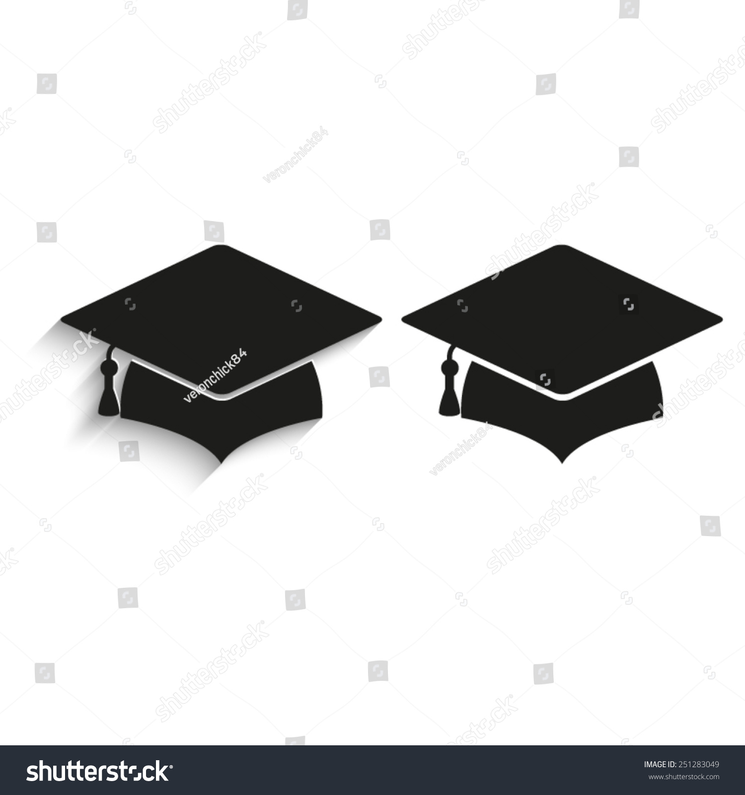 Graduation Cap Black Vector Icons Stock Vector (Royalty Free) 251283049