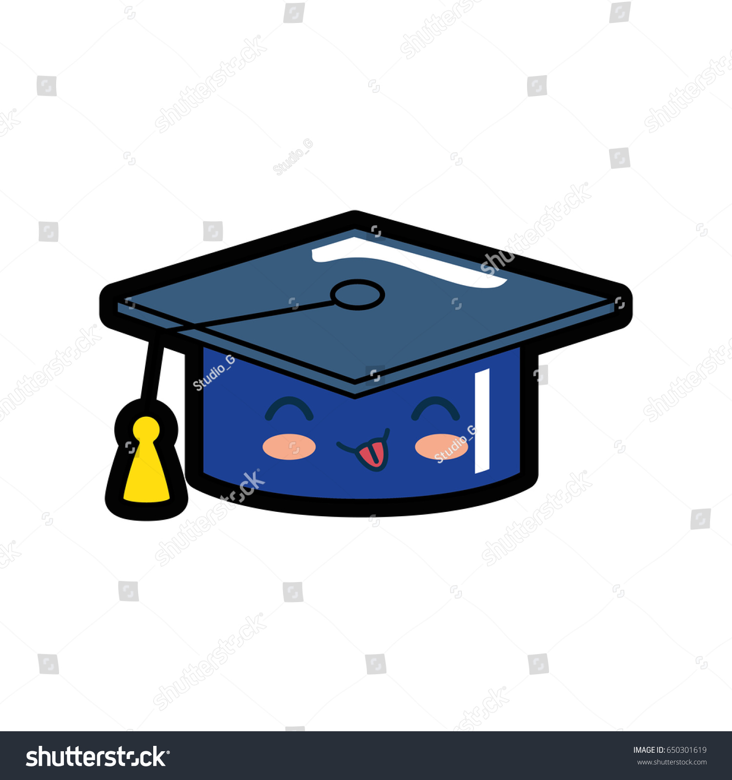 Graduation Cap Cartoon Smiley Stock Vector (Royalty Free) 650301619 ...
