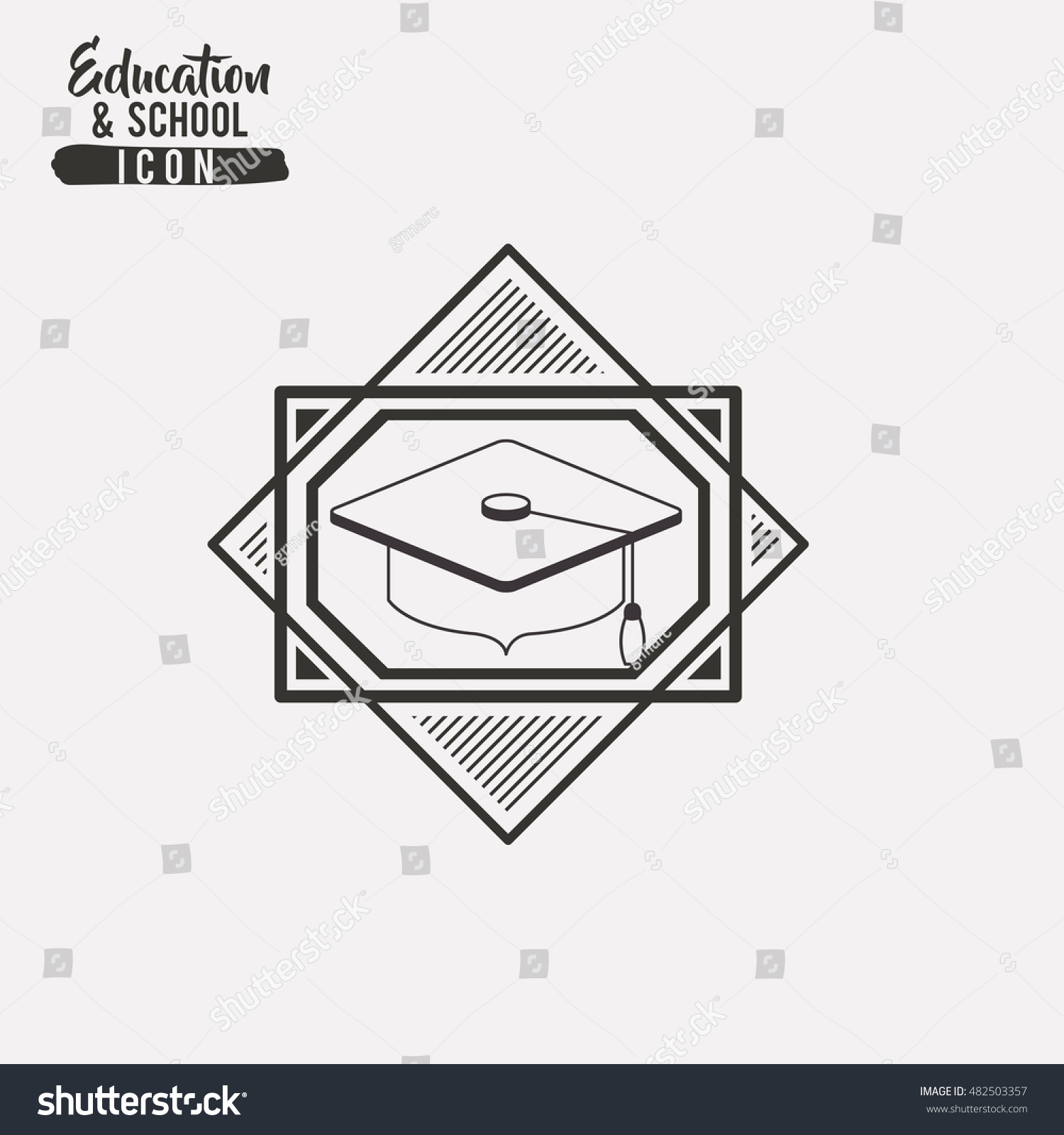 Graduation Cap Inside Frame Icon School Stock Vector (Royalty Free ...
