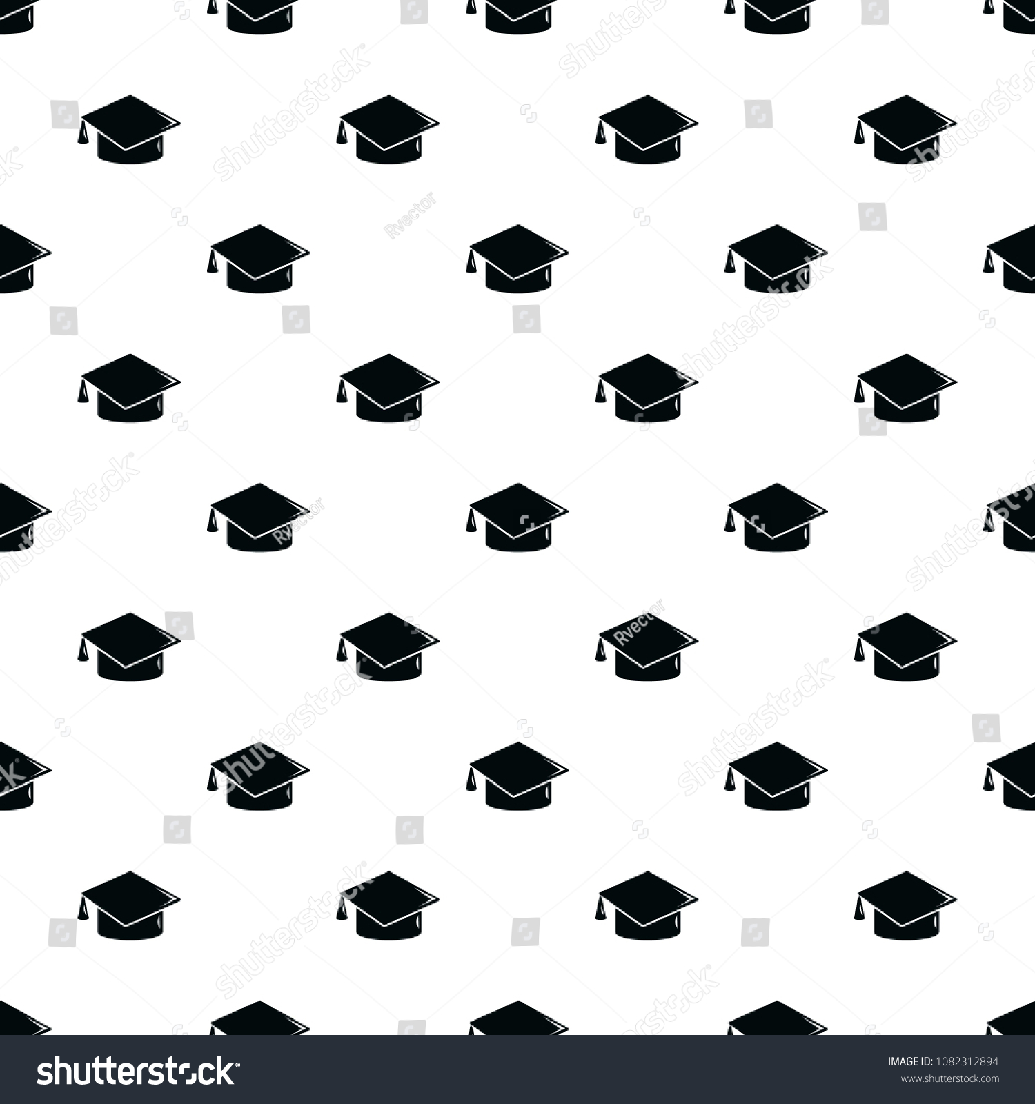 Graduation Cap Pattern Vector Seamless Repeating Stock Vector (Royalty ...