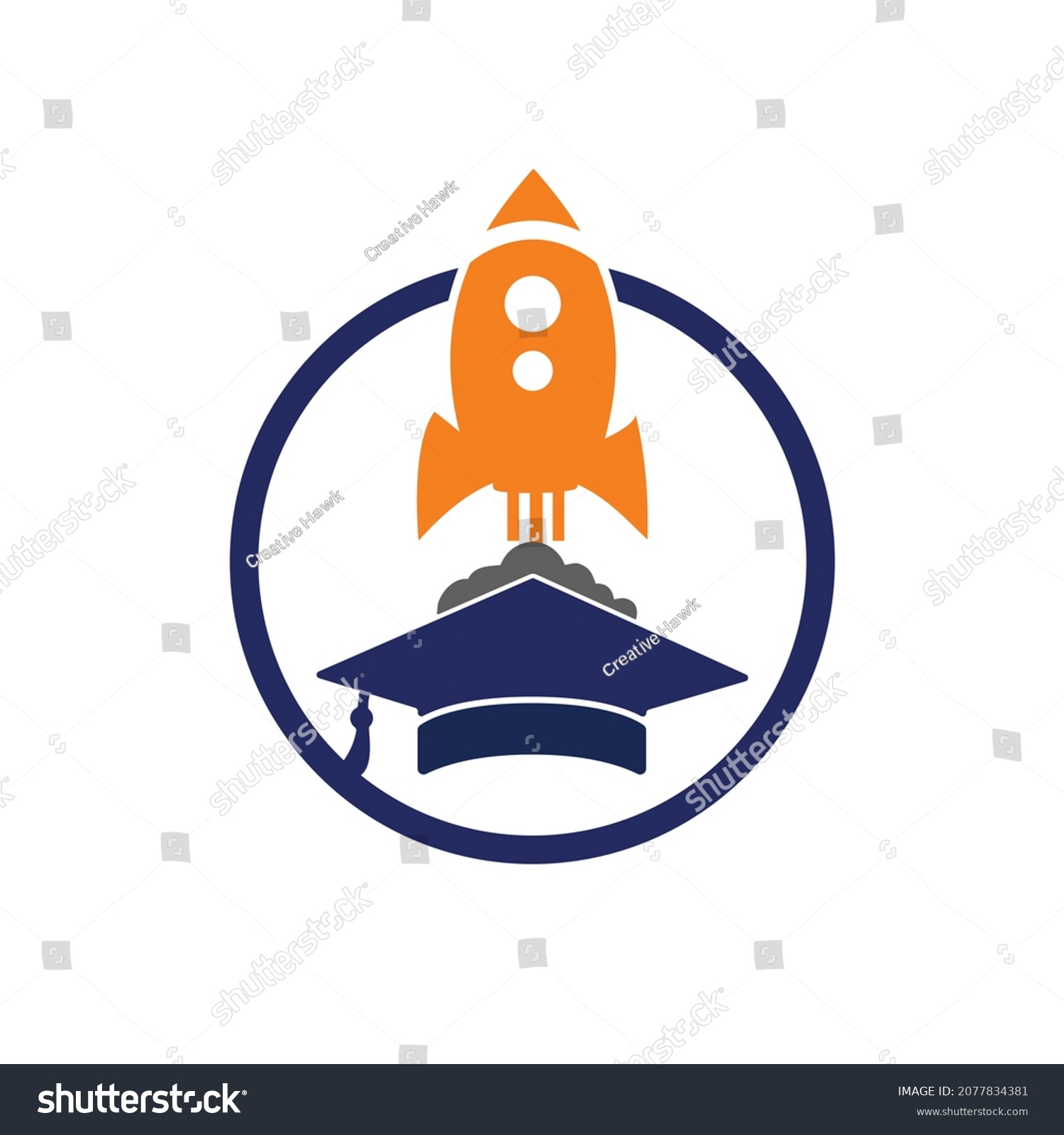 Graduation Cap Rocket Vector Logo Design Stock Vector (Royalty Free ...