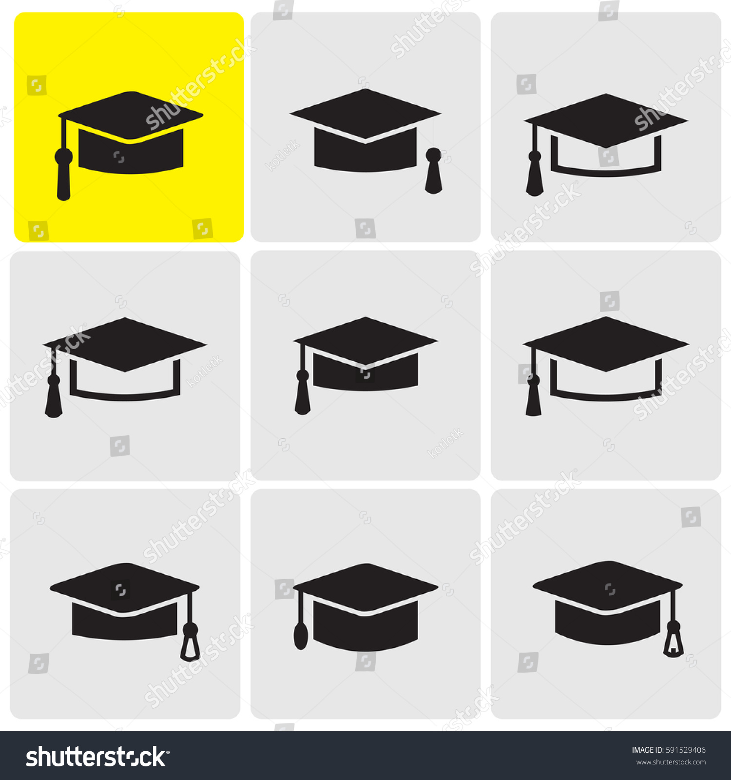Graduation Caps Icons Stock Vector (Royalty Free) 591529406 | Shutterstock