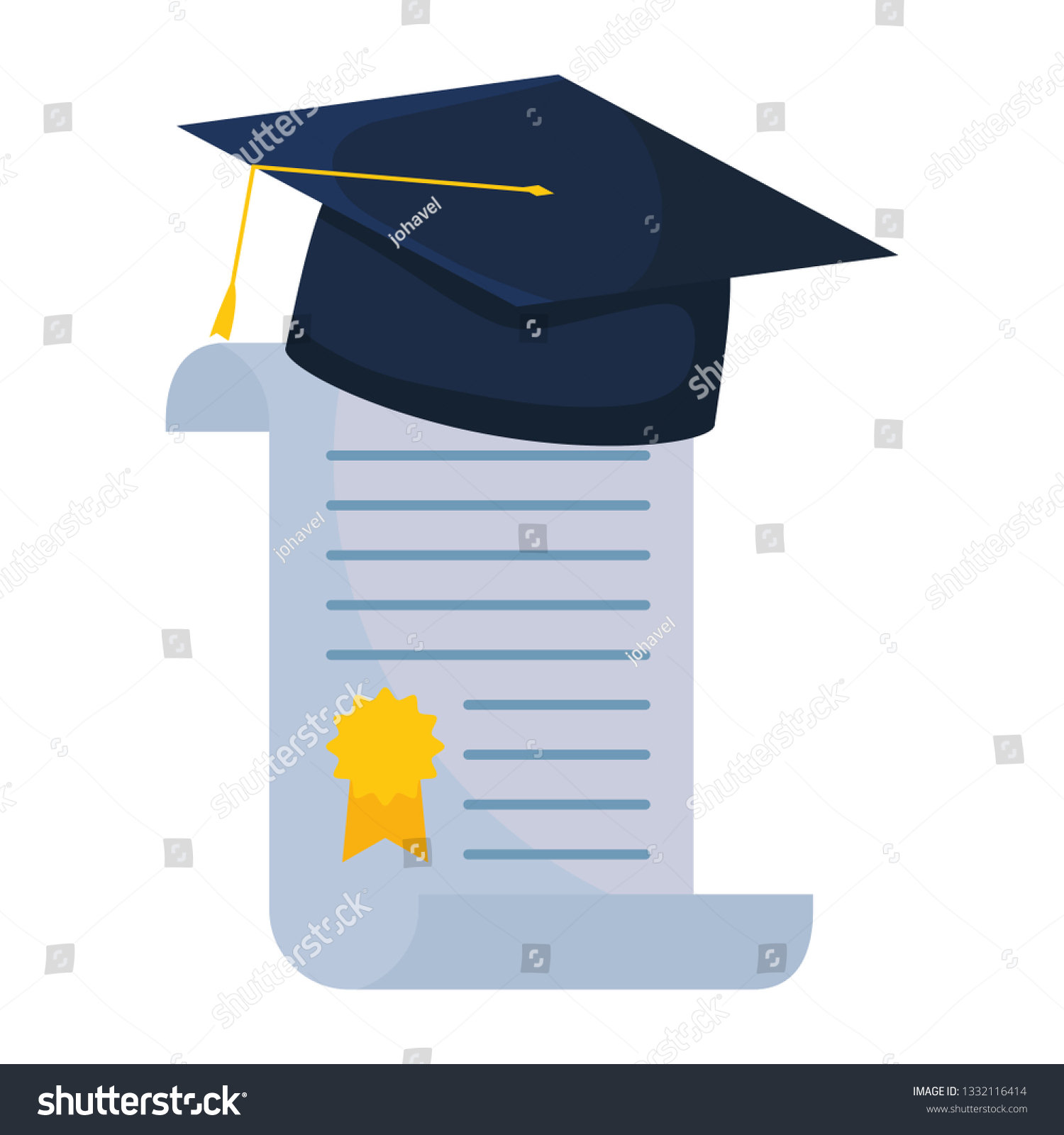 Graduation Certificate Hat Stock Vector (Royalty Free) 1332116414