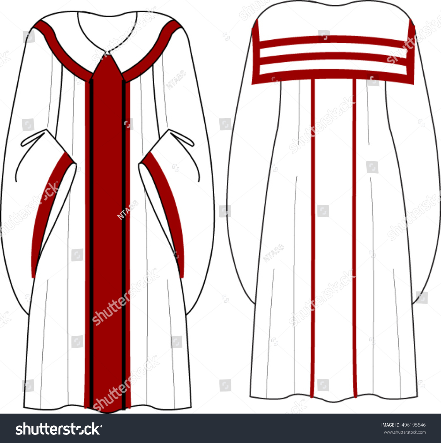 Graduation Coat Front Back: เวกเตอร์สต็อก (ปลอดค่าลิขสิทธิ์) 496195546 ...