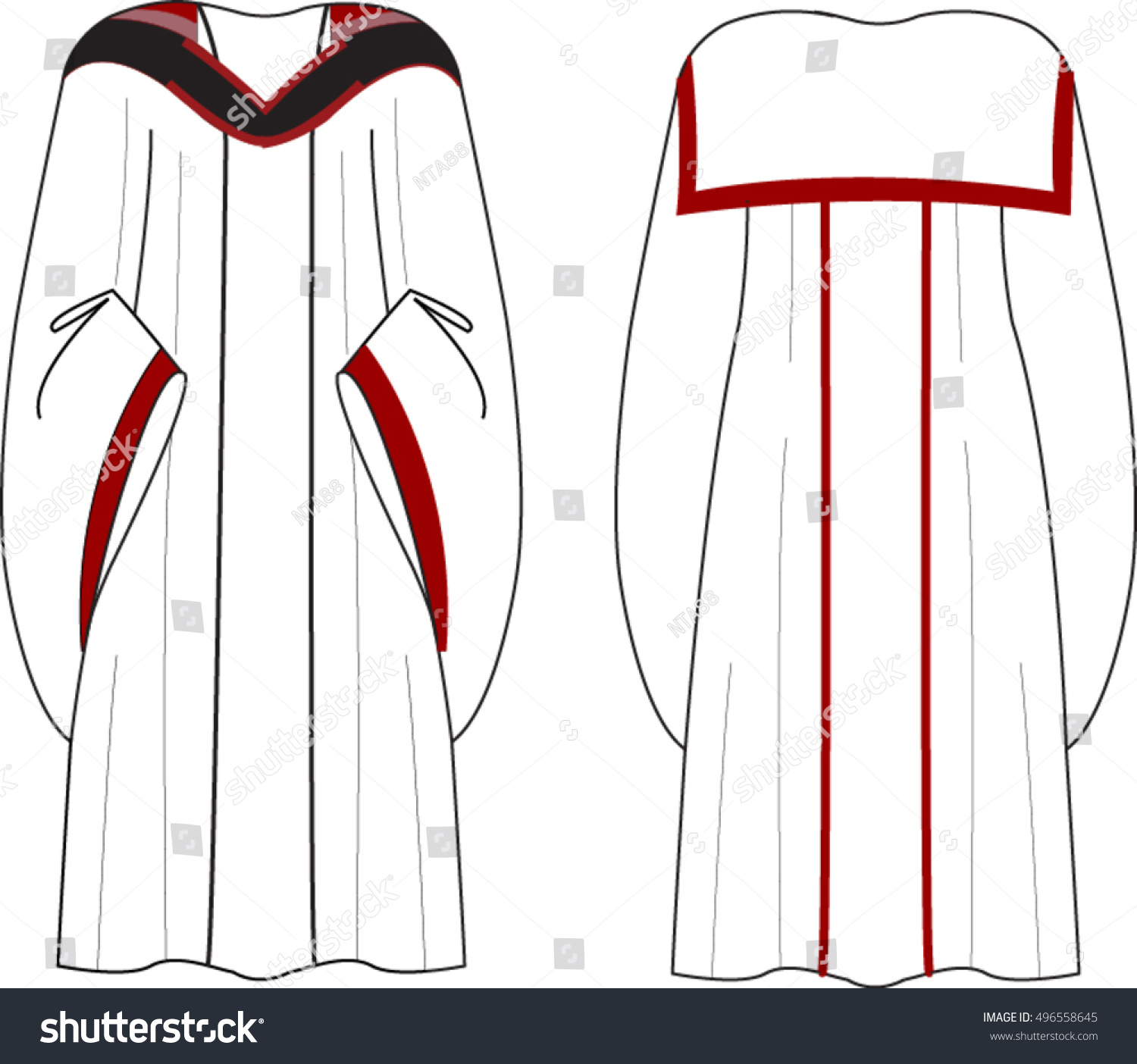 Graduation Coat Front Back Stock Vector (Royalty Free) 496558645 ...