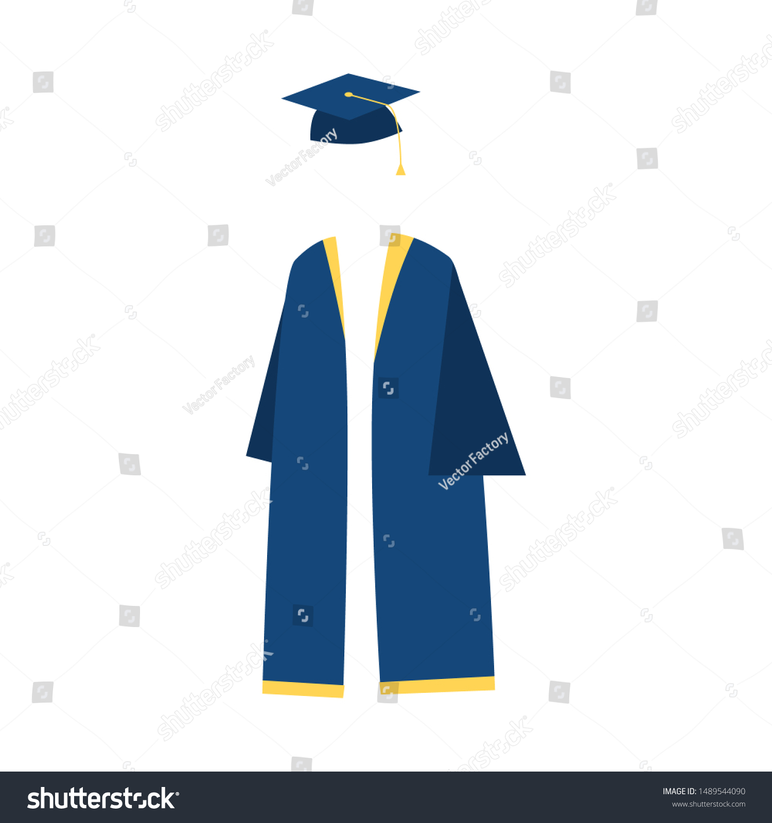 Graduation Gown Vector Illustration Hat Stock Vector (Royalty Free ...