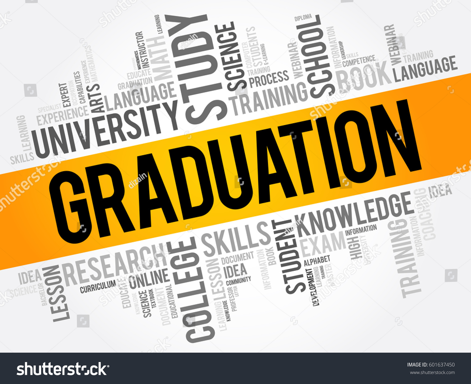 Graduation Word Cloud Collage Education Concept: เวกเตอร์สต็อก (ปลอดค่า ...