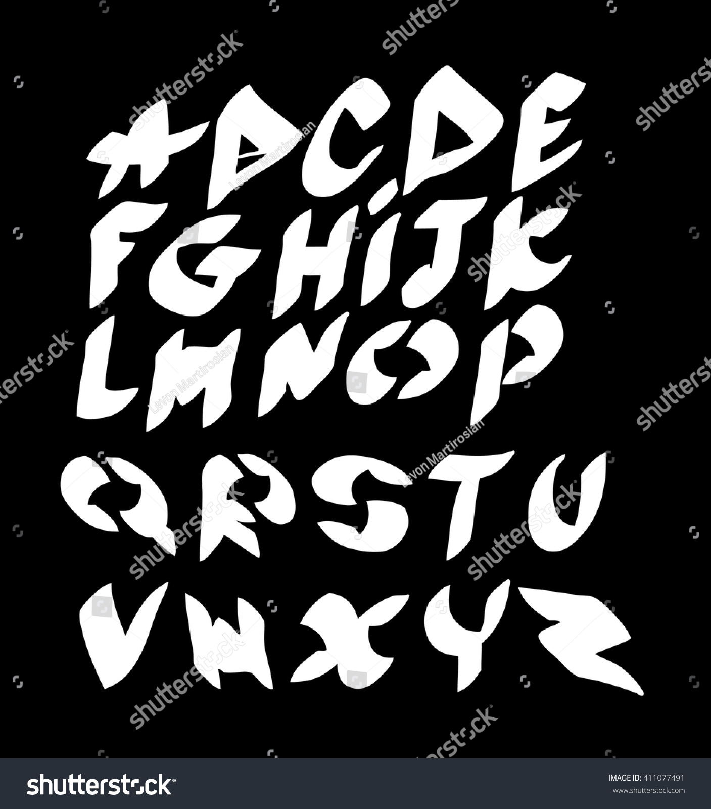 Graffiti Alphabet On Black Background Vector เวกเตอร์สต็อก ปลอดค่า