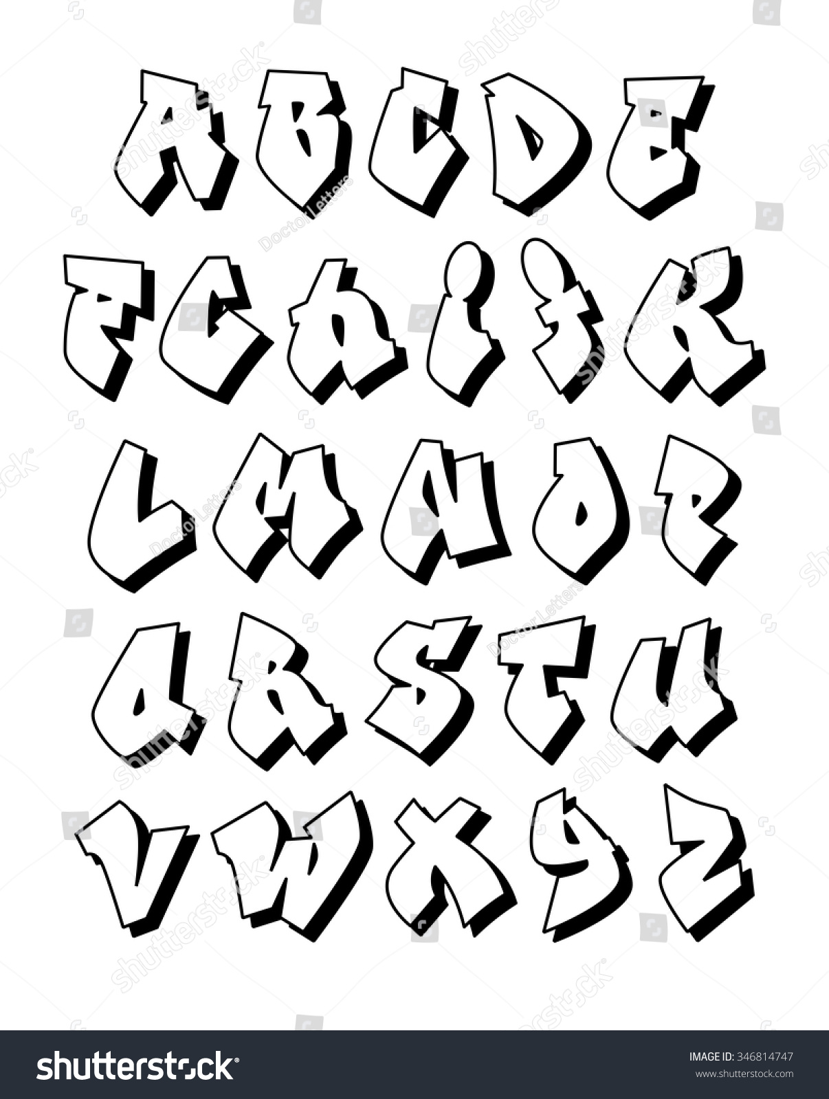 Graffiti Alphabet Vector Stock Vector 346814747 - Shutterstock