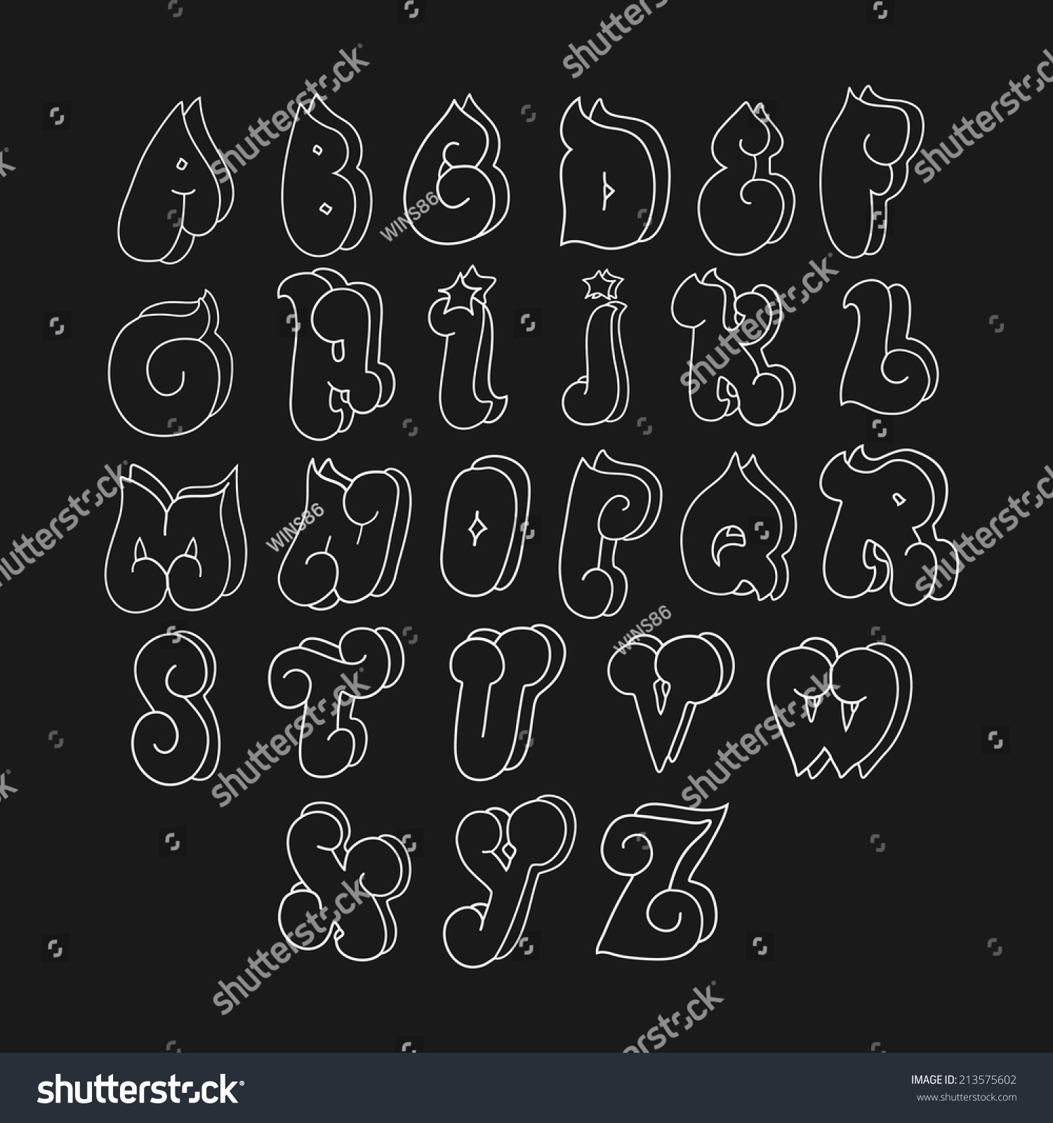 Graffiti Bubble Vector Font Set Isolated Stock Vector (Royalty Free ...