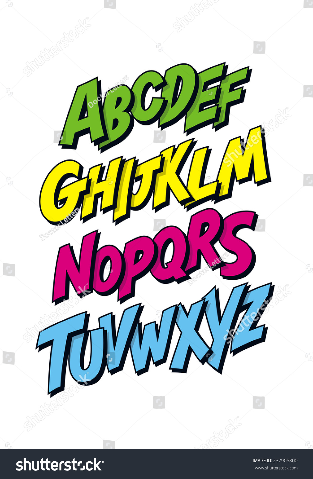 Vektor Stok Graffiti Comics Style Font Vector Alphabet (Tanpa Royalti ...