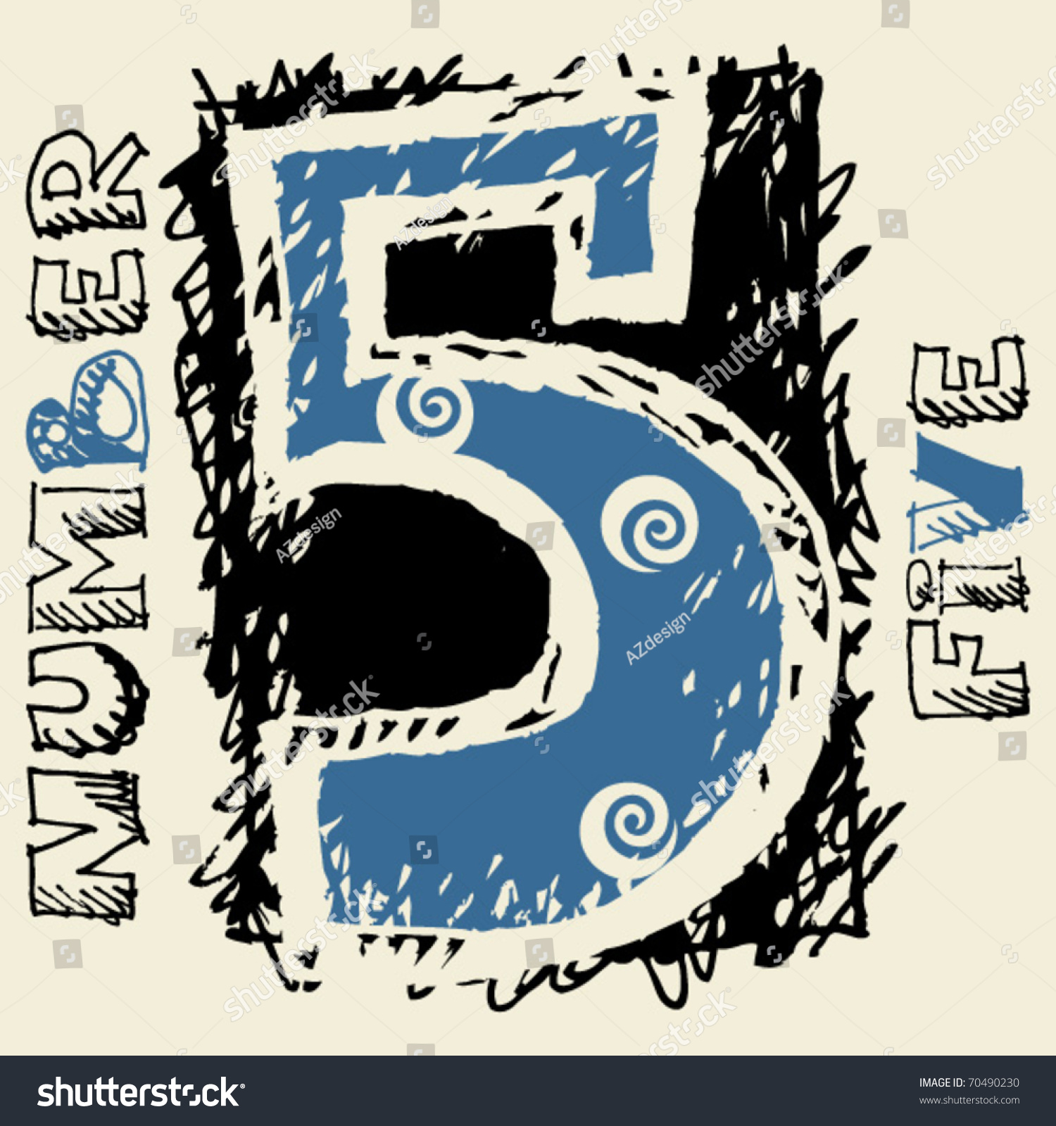 Graffiti Numerals Doodle Number Five Stock Vector (Royalty Free ...