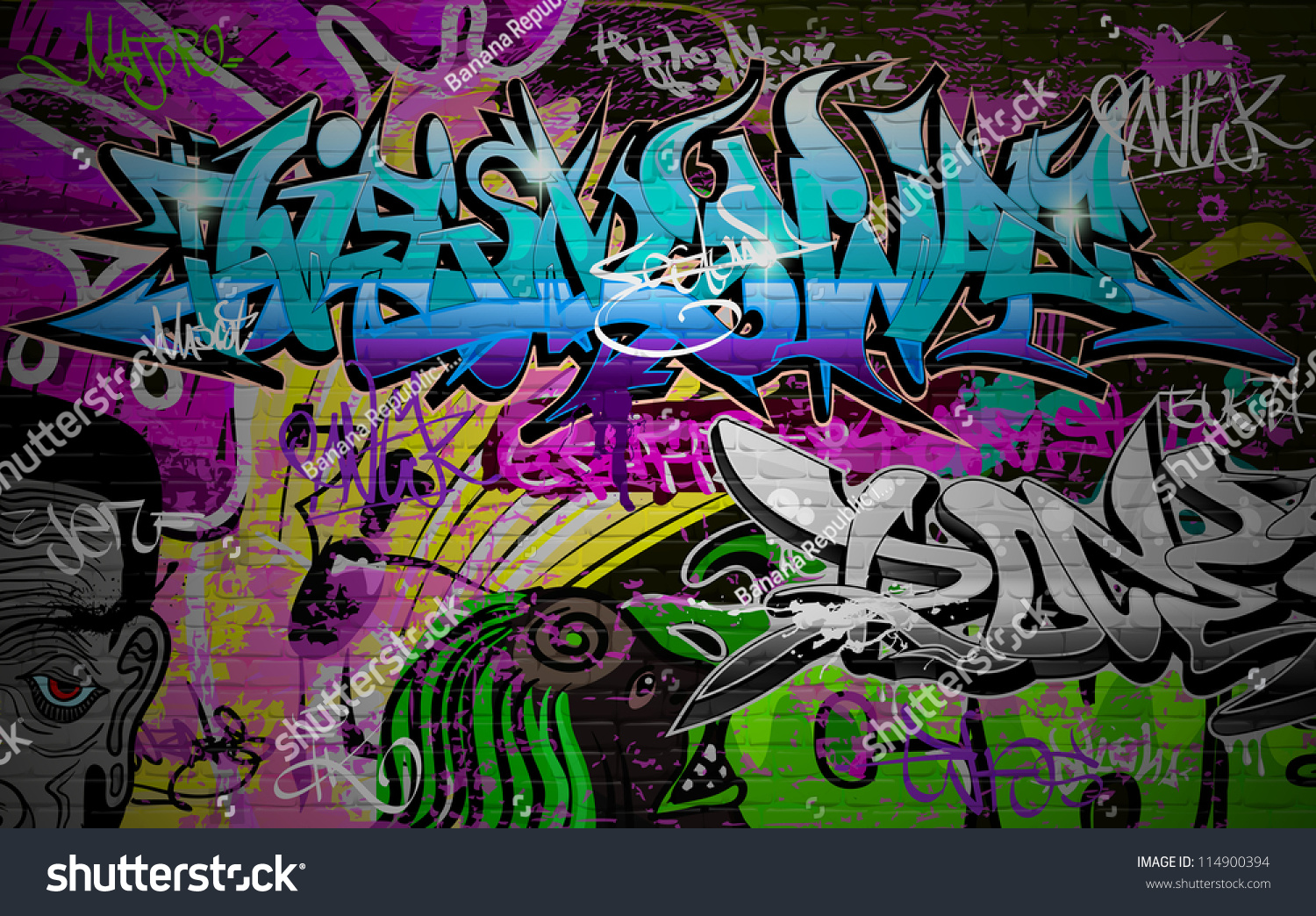 Graffiti Wall Vector Urban Art Stock Vector (Royalty Free) 114900394 ...