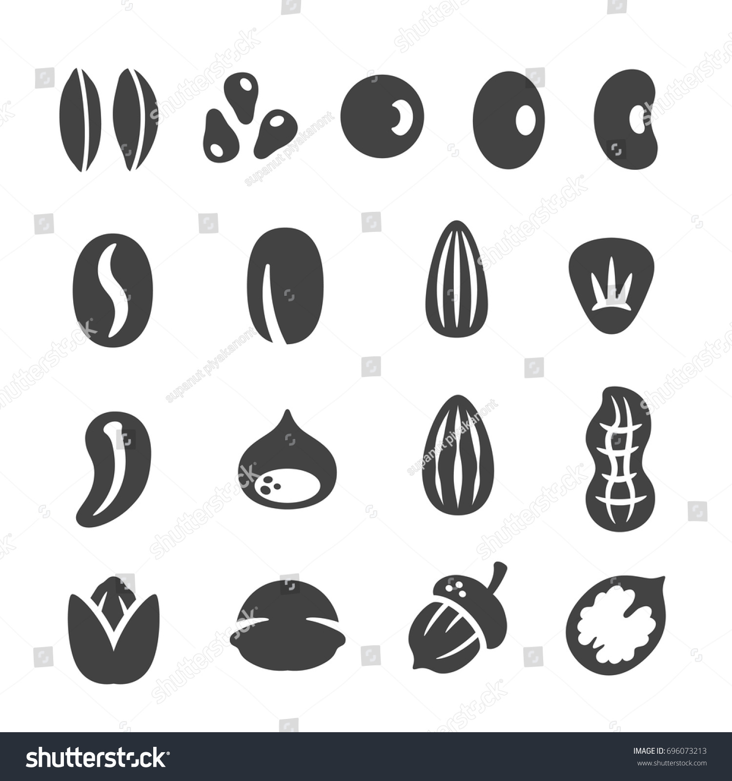 Grain Nut Seed Icon Set Stock Vector (Royalty Free) 696073213