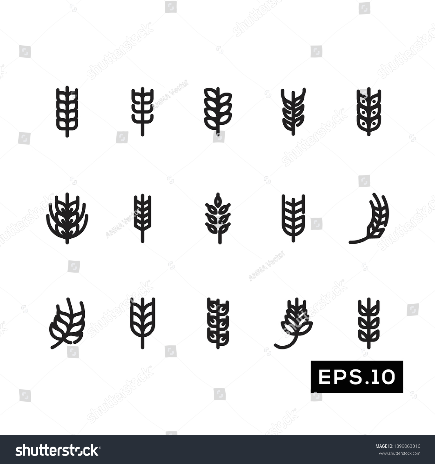 Grain Symbol Set Vector Grain Set Stock Vector (Royalty Free ...