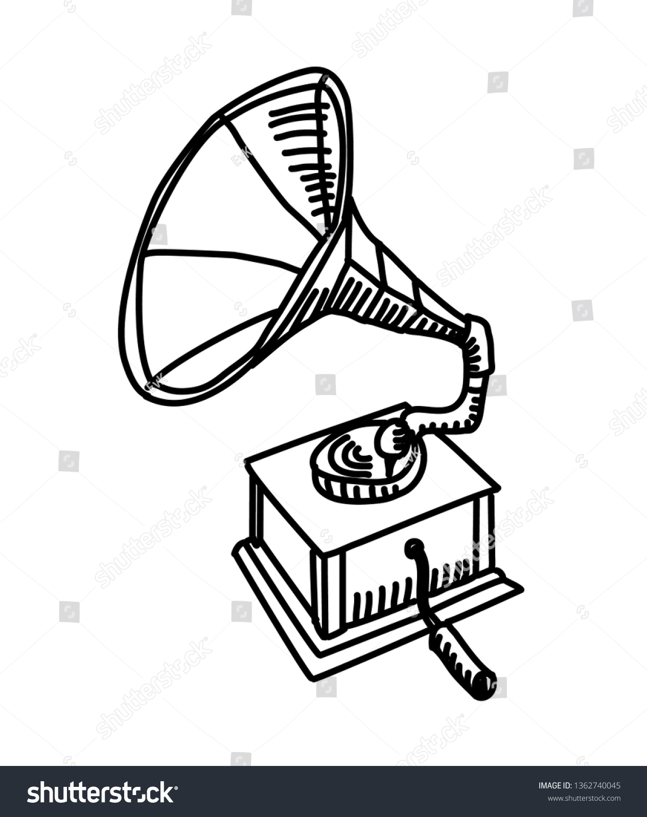 Gramophone Drawing Vector Stock Vector (Royalty Free) 1362740045