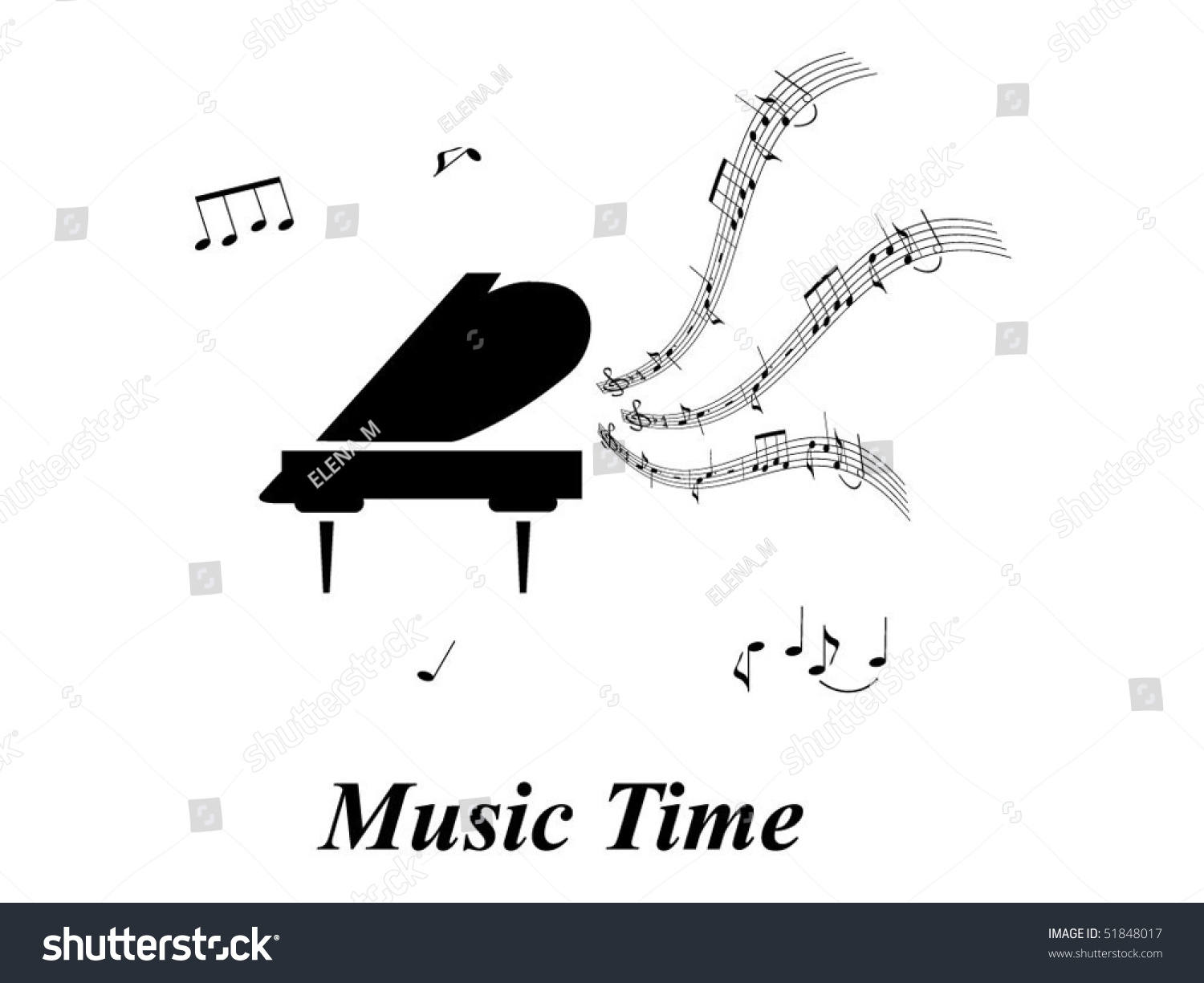 Grand Piano Notes Stock Vector (Royalty Free) 51848017