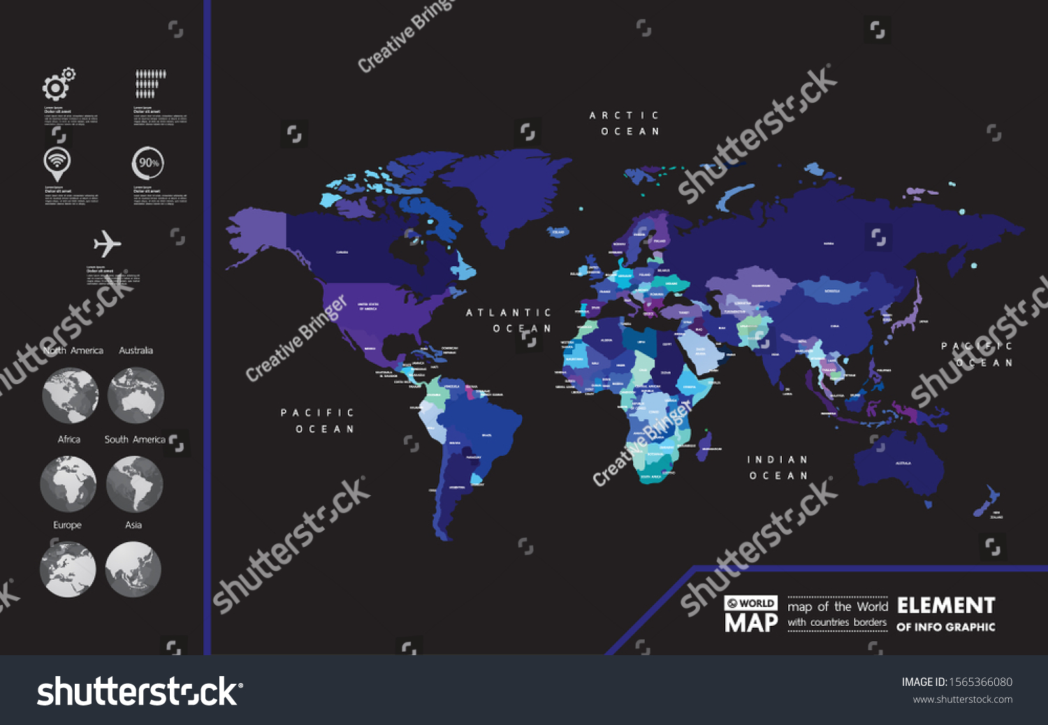 Grand World Map Graphic Element Vector Stock Vector (Royalty Free ...
