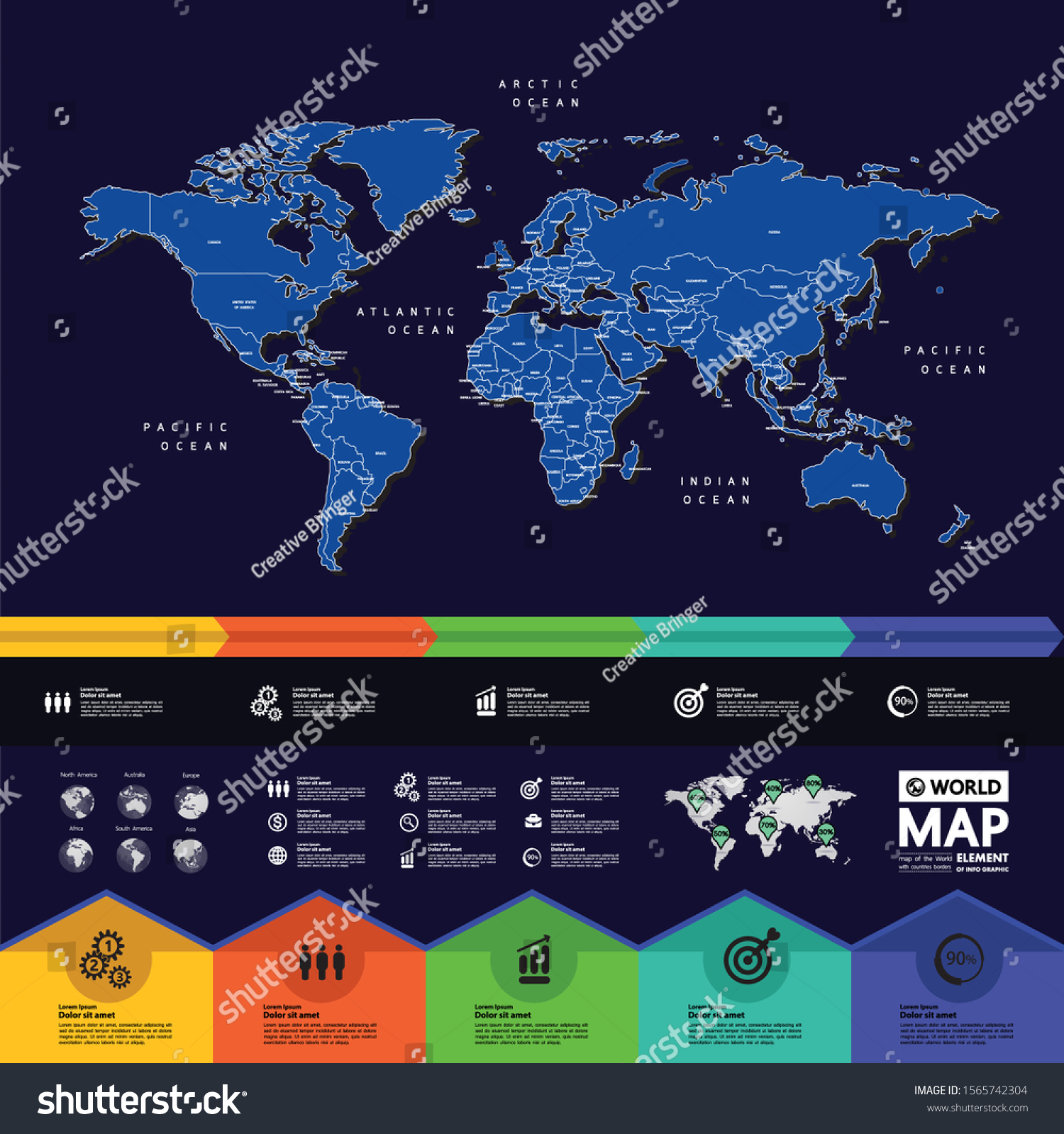 Grand World Map Graphic Element Vector Stock Vector (Royalty Free ...