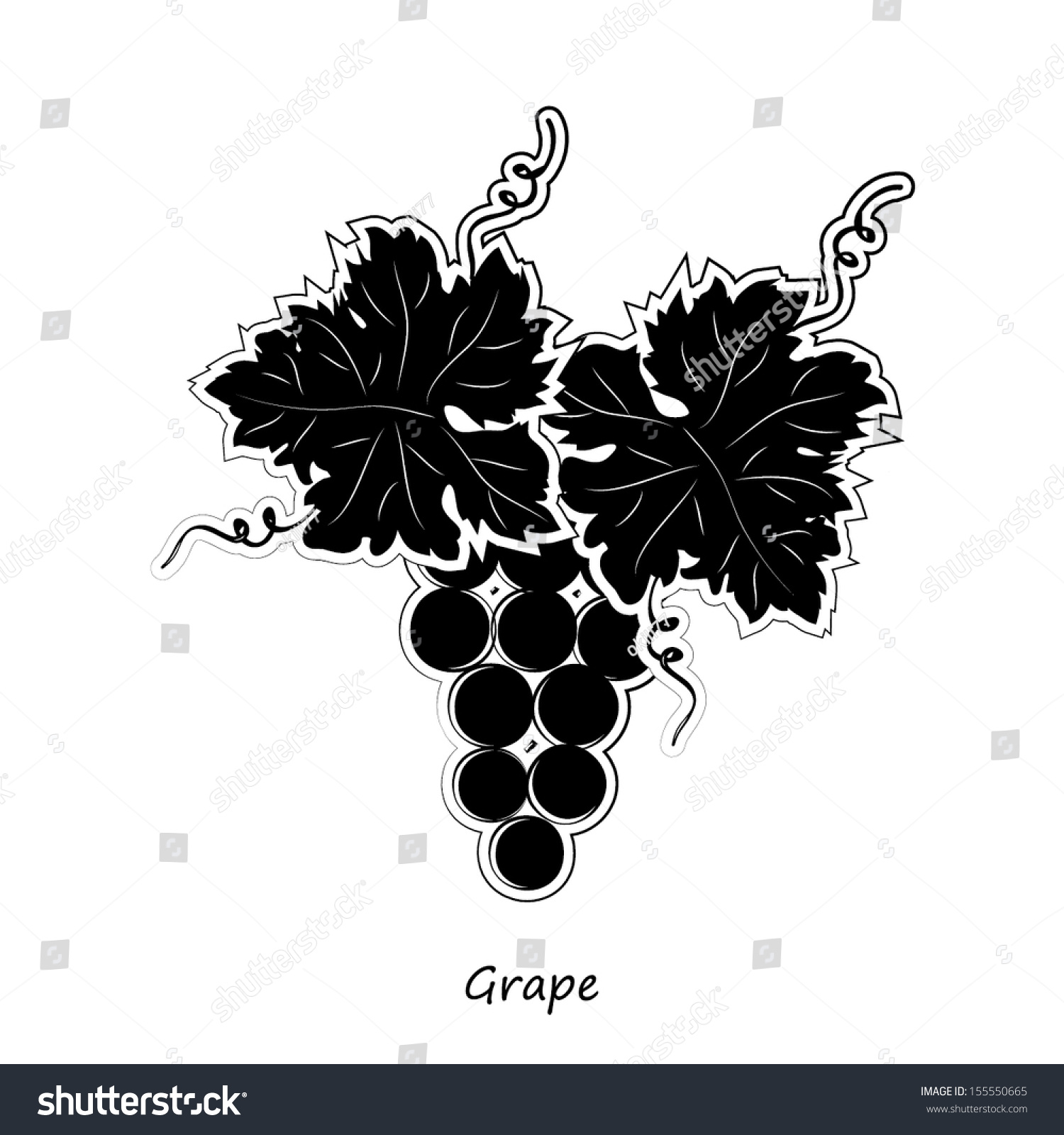 Grape Silhouette Outline Vector Stock Vector 155550665 - Shutterstock