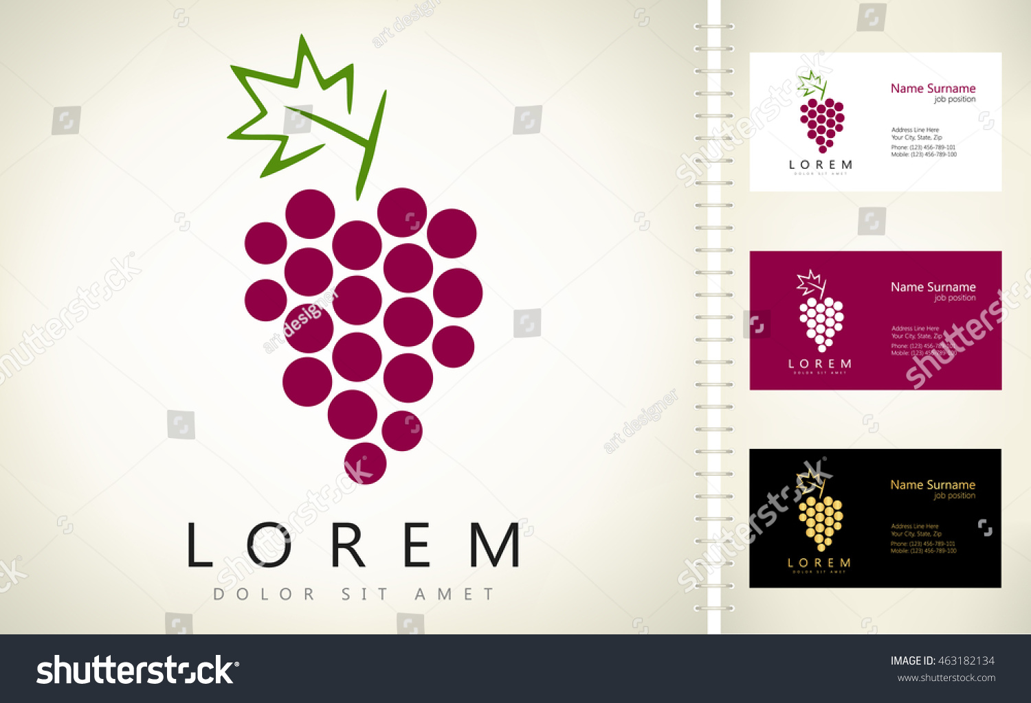 Grape Vector Business Card Template Stock Vector (Royalty Free) 463182134
