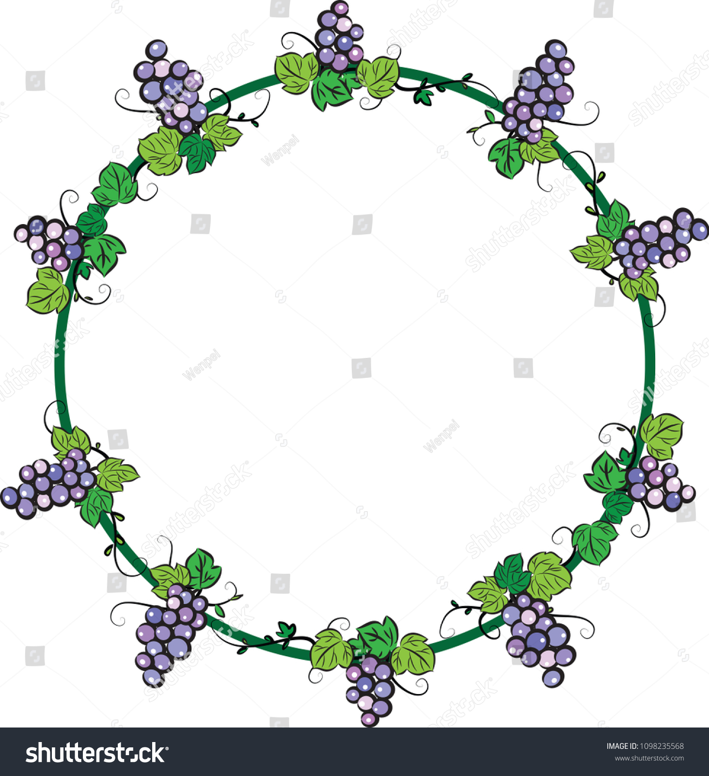 Grapes Border Design Stock Vector (Royalty Free) 1098235568 | Shutterstock