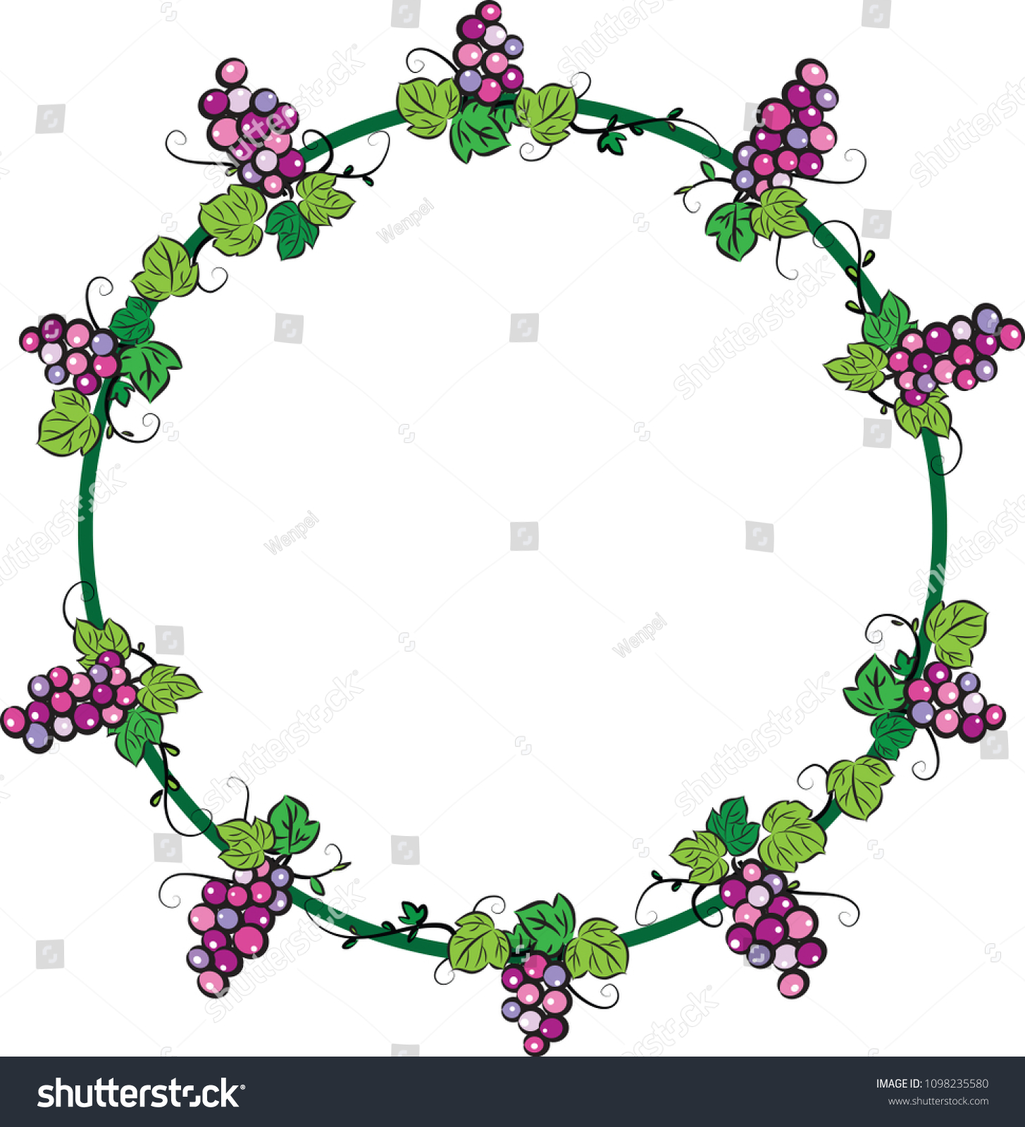 Grapes Border Design: vector de stock (libre de regalías) 1098235580 ...