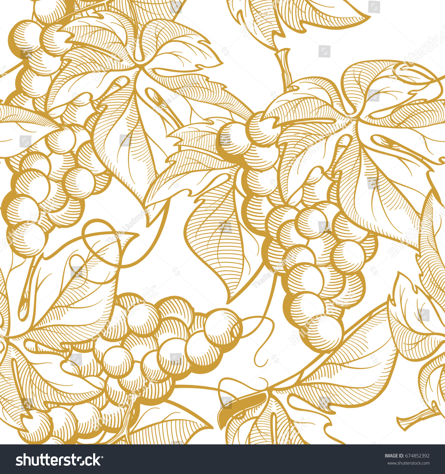 Grapes Bunches Wine Elements Seamless Texture Stock Vector (Royalty ...