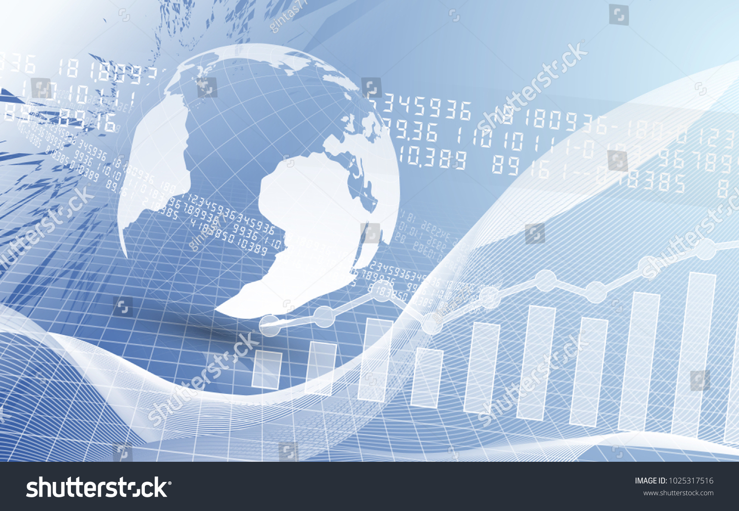 Graph Earth Globe On Simple Blue Stock Vector (Royalty Free) 1025317516 ...