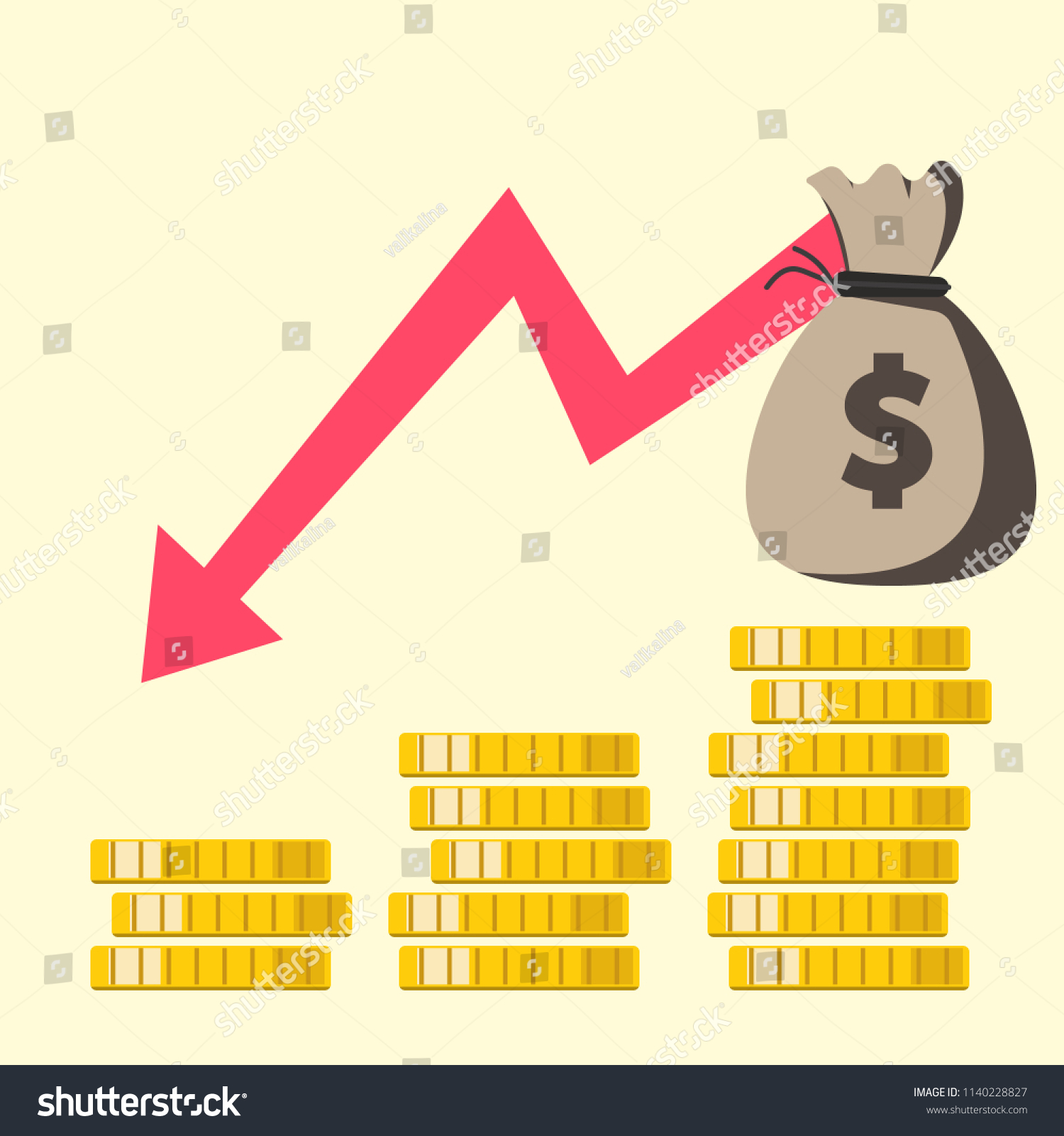 Graph Chart Down Icon Down Arrow Stock Vector (Royalty Free) 1140228827 ...