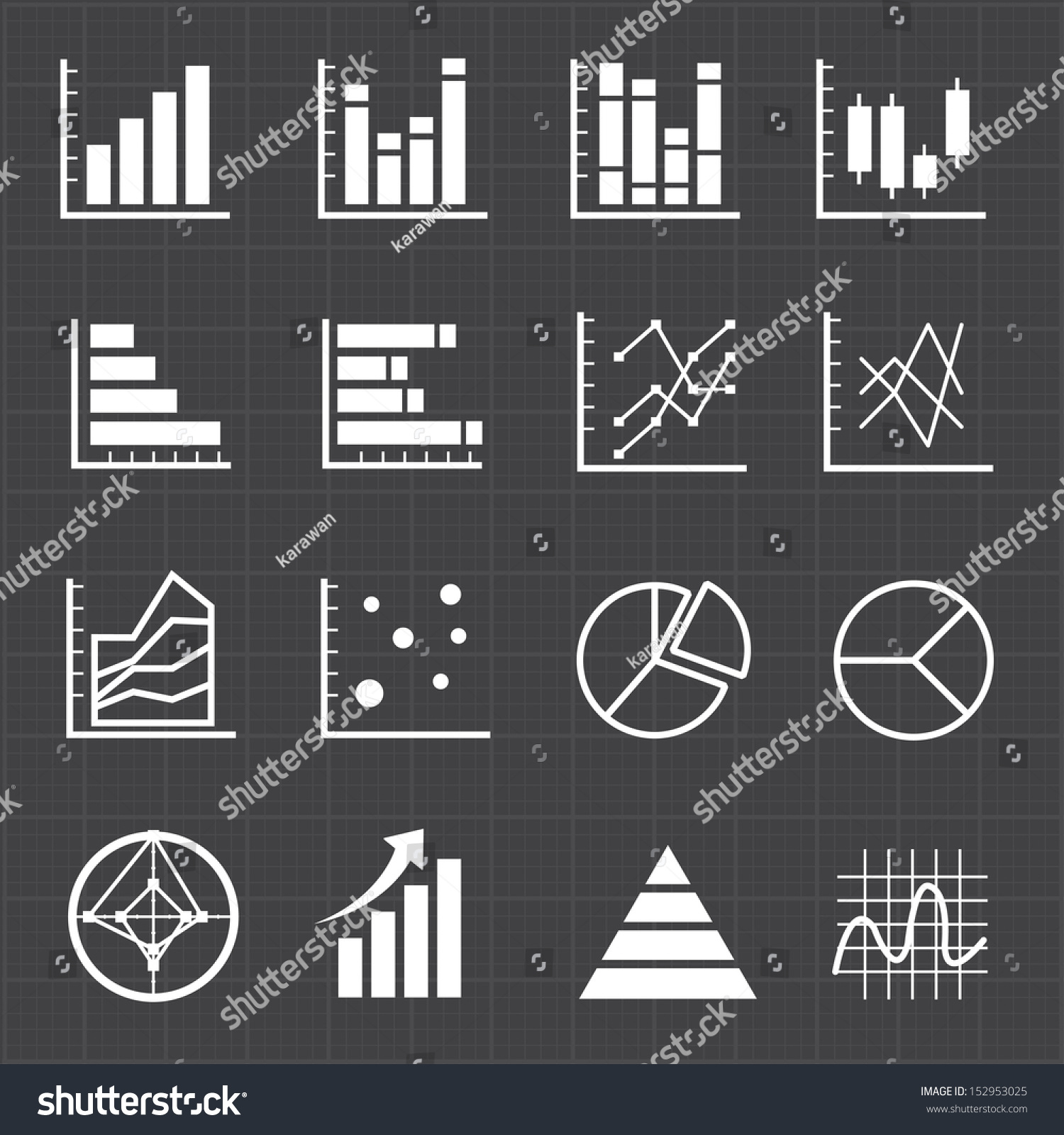Graph Chart Icons Black Background: Stock-Vektorgrafik (Lizenzfrei ...