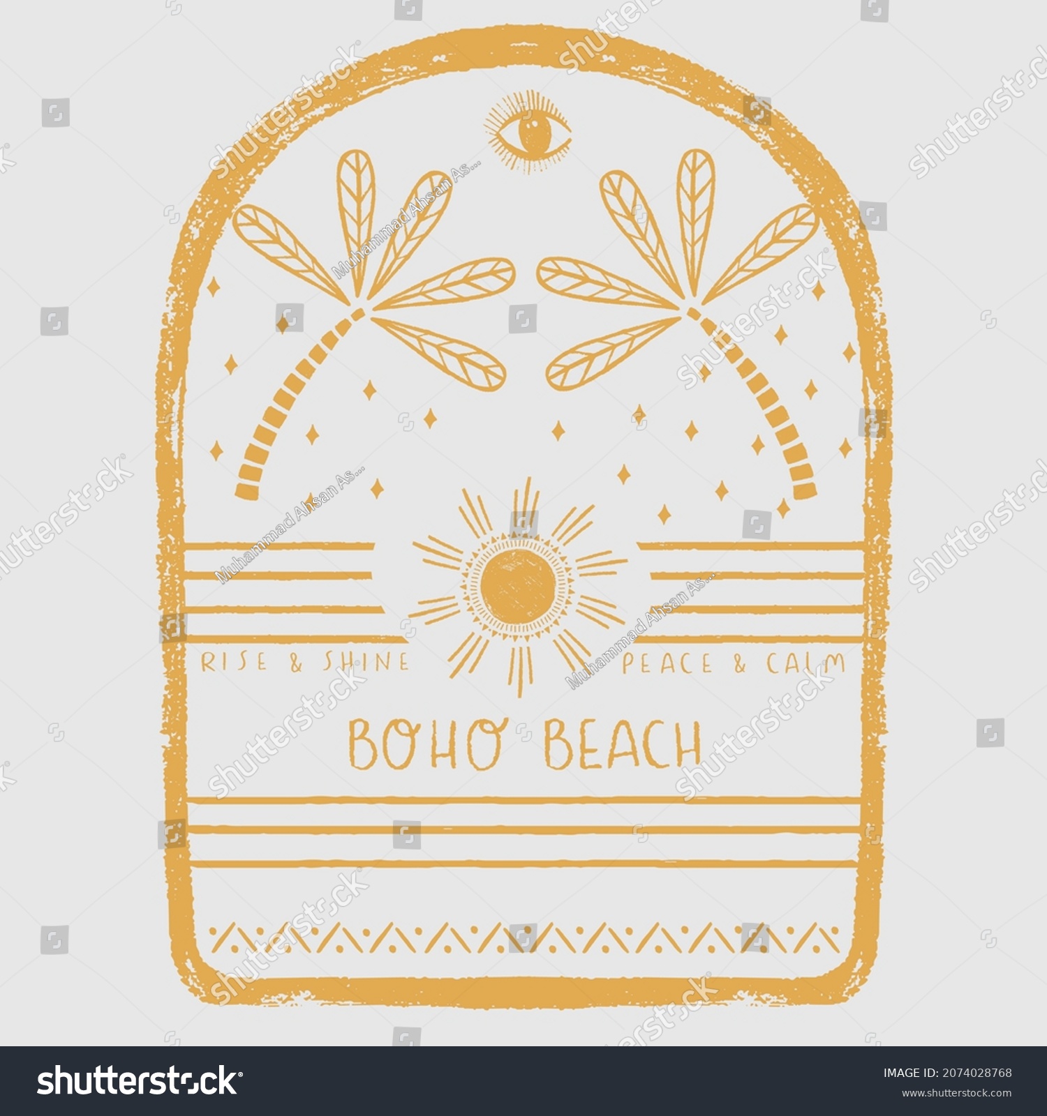 Graphic Design Boho Beach Vector Sketch Stock Vector (Royalty Free ...