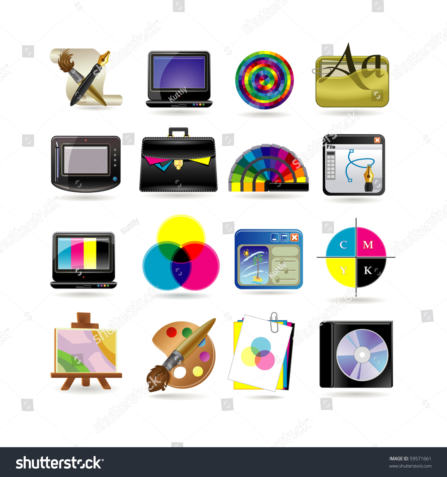 Conjunto de iconos de diseño gráfico: vector de stock (libre de ...