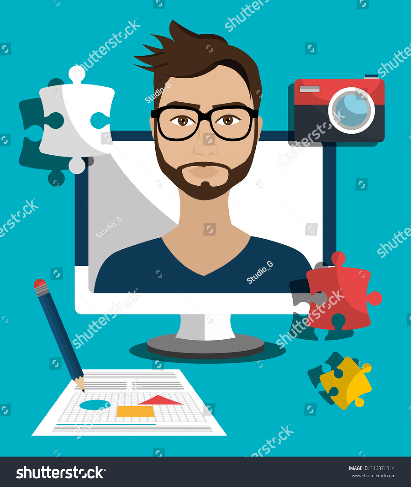 Graphic Design Work Occupation Vector Illustration Stock Vector ...