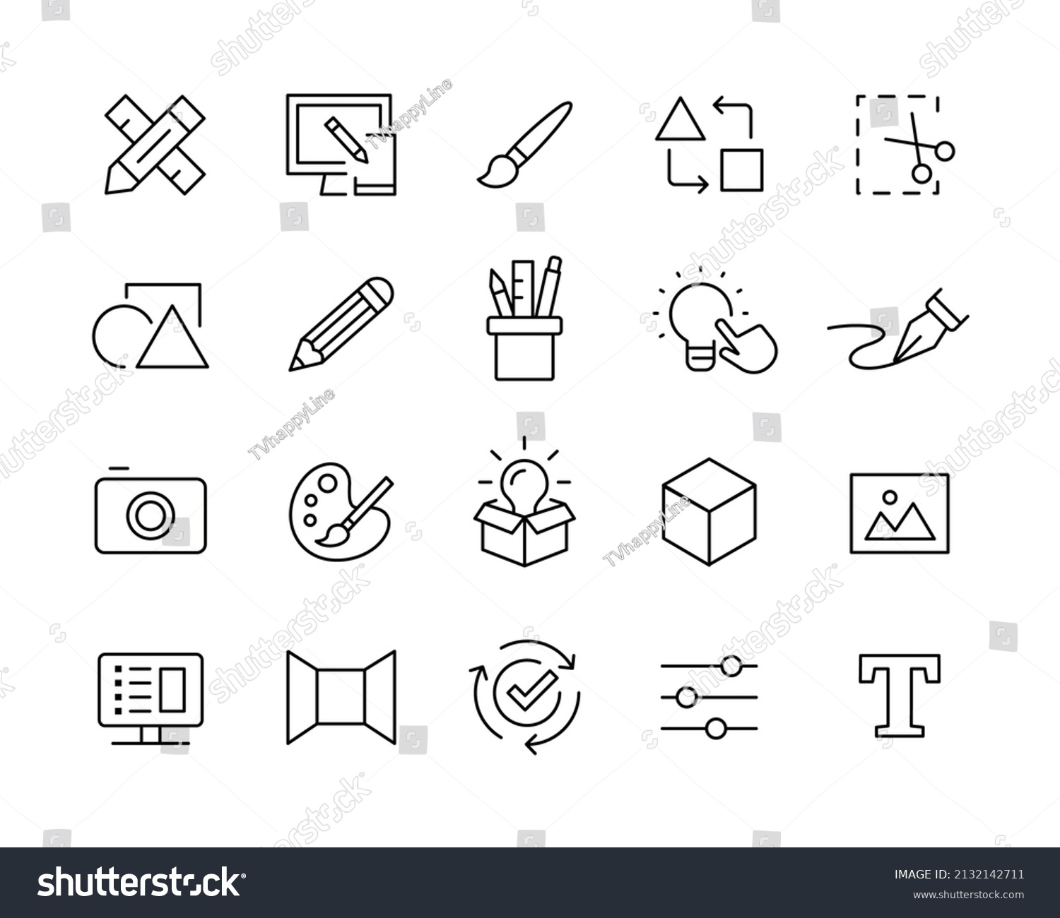 Graphic Designer Icons Vector Line Editable Stock Vector (Royalty Free ...