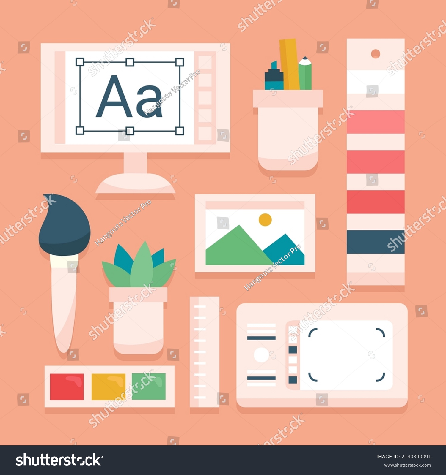 Graphic Designer Items Tools Office Various Stock Vector (Royalty Free ...