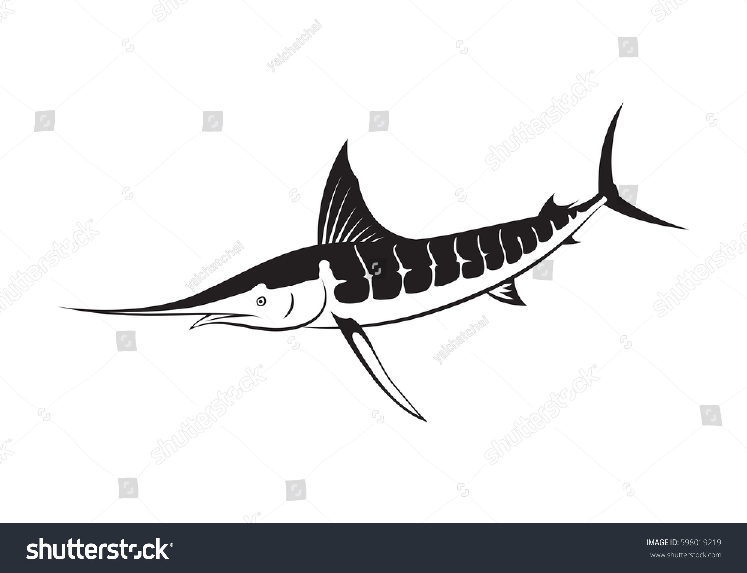 Graphic Marlin Fish Vector: vector de stock (libre de regalías ...