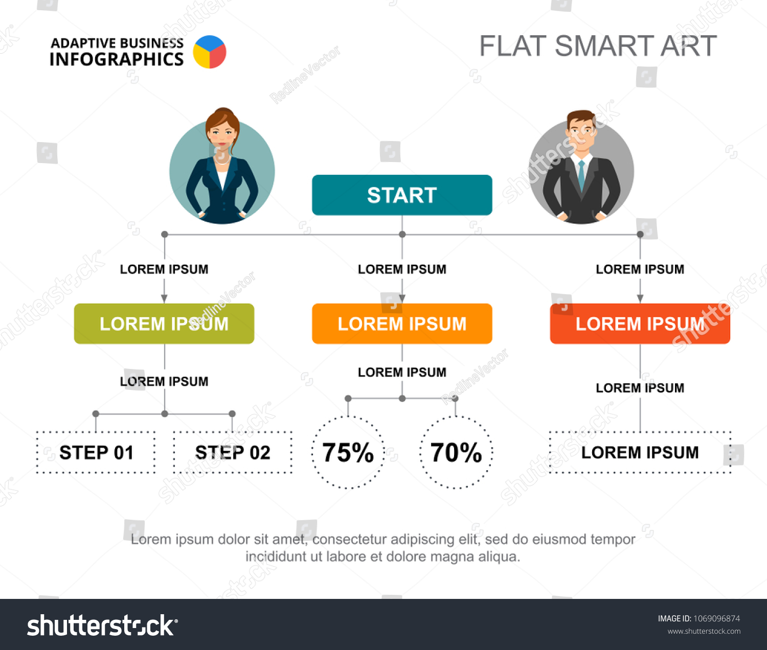 Graphic Presentation Flowchart Editable Template Tree Stock Vector ...