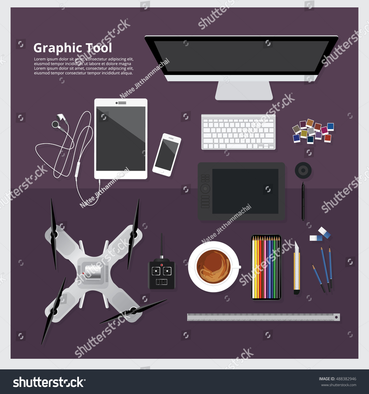 Graphic Tool Workspace Isolated Vector Illustration Stock Vector ...