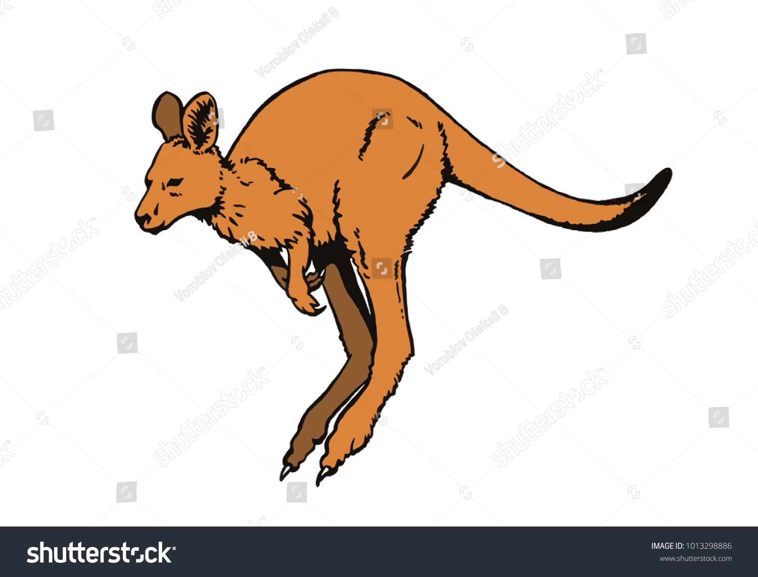 Vektor Stok Graphical Color Kangaroo Jumping Isolated On (Tanpa Royalti ...