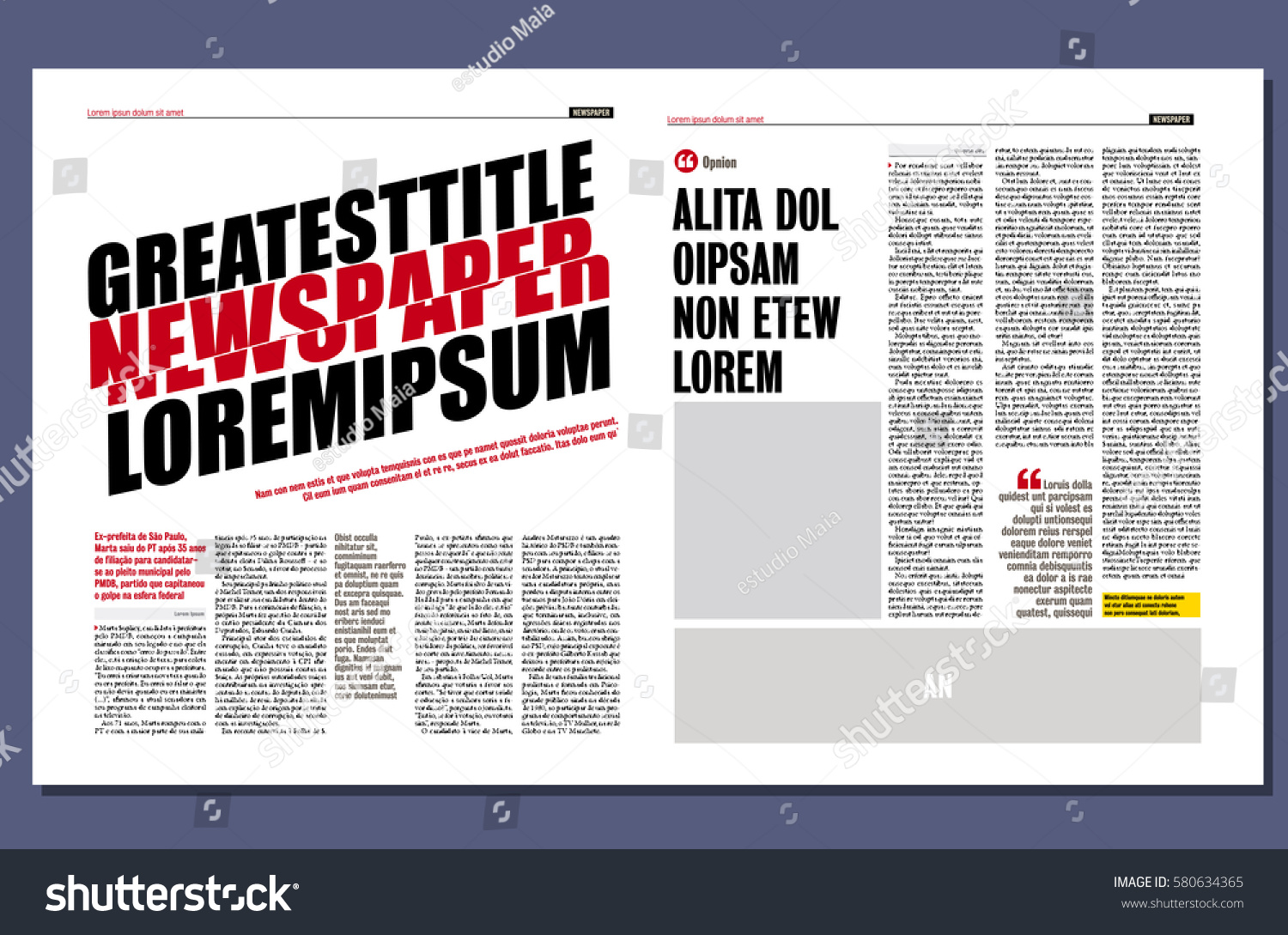 Graphical Design Newspaper Template Diagonal Title Stock Vector ...