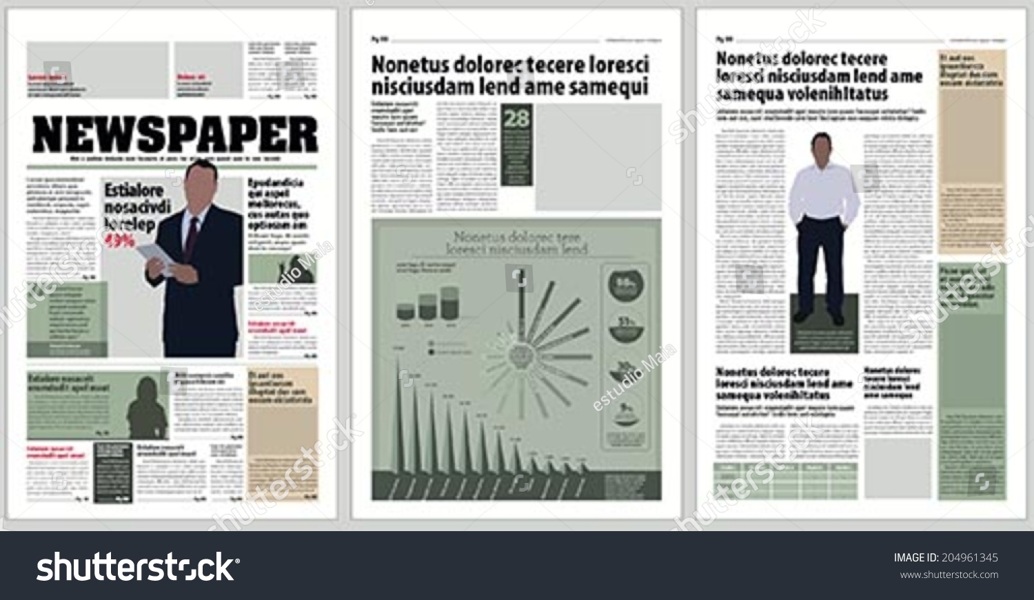 Graphical Design Newspaper Template Infographic Stock Vector (Royalty ...