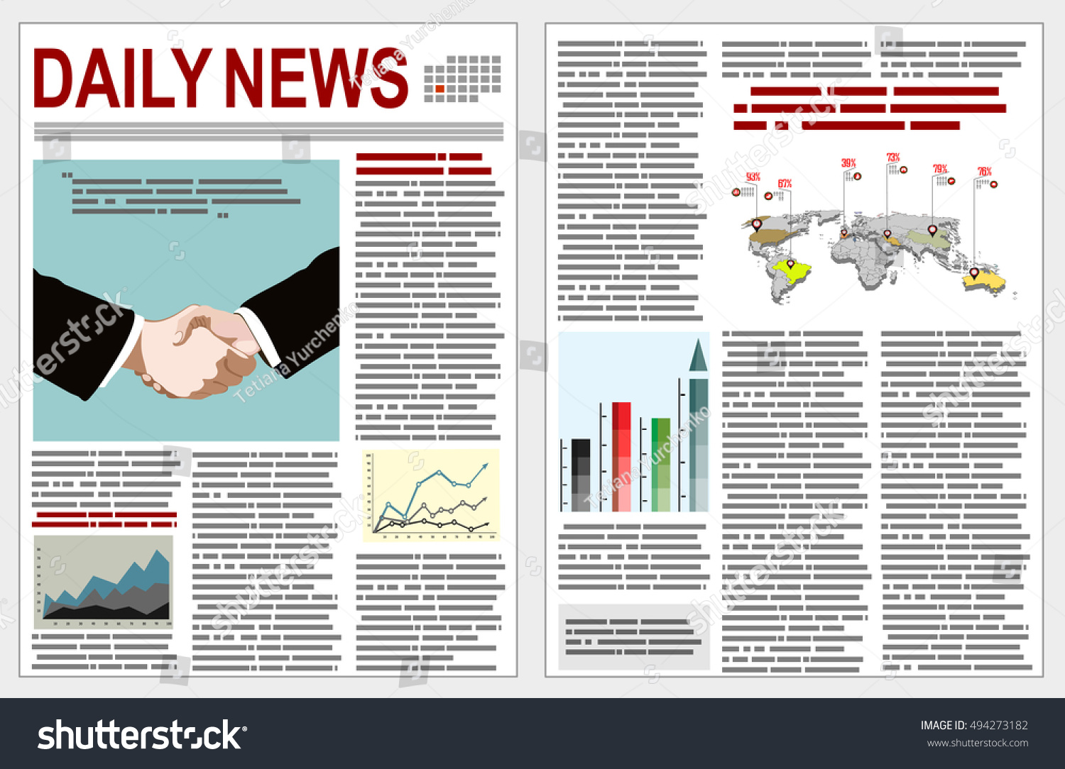 Graphical Design Newspaper Template Infographic Stock Vector (Royalty ...