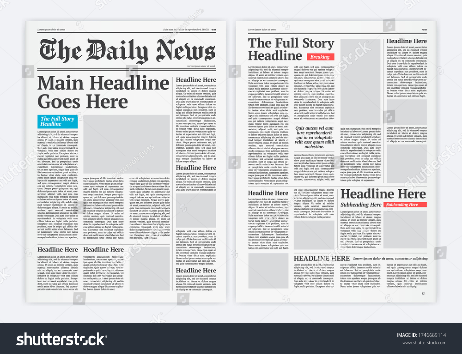 Graphical Layout Vector Newspaper Template 库存矢量图（免版税）1746689114 ...